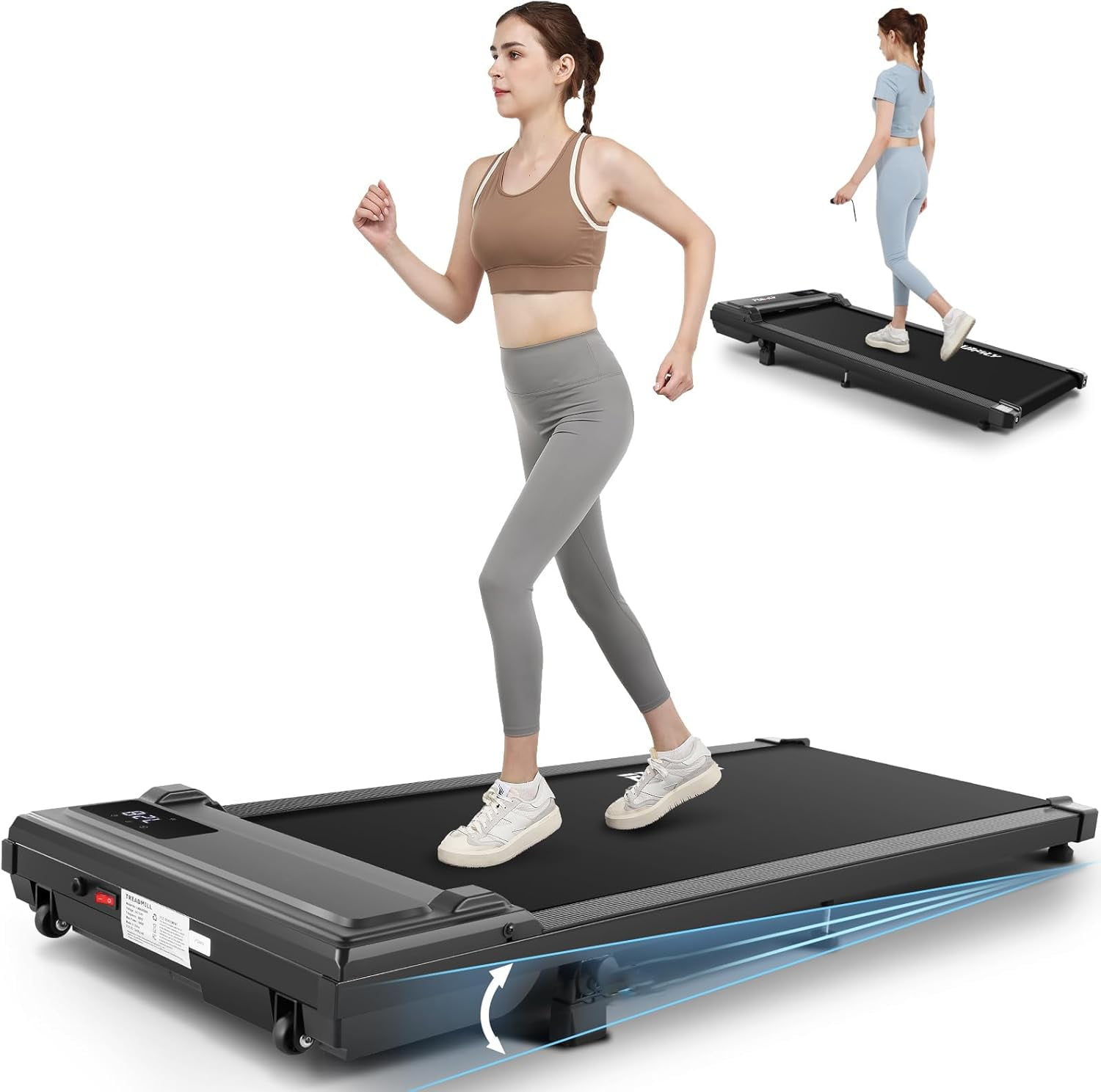 Incline Under Desk Treadmill,4 in 1 Walking Pad Treadmill for Home,2 ...