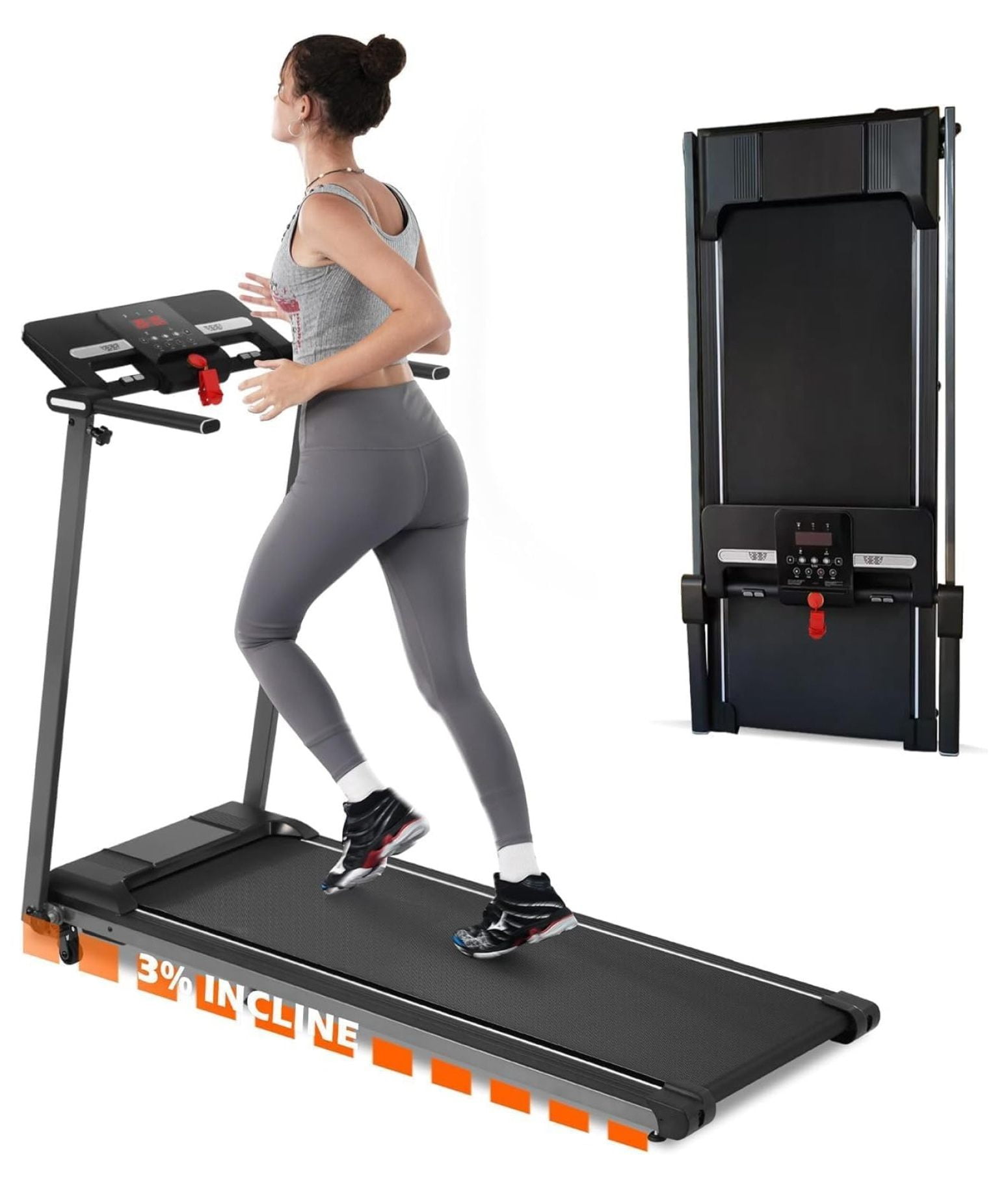 Incline Walking Pad Treadmill with Handle Bar, 2.5HP Folding Treadmills ...