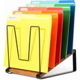 Inclined Desk File Organizer, 5-Section Vertical File Folder Holder ...