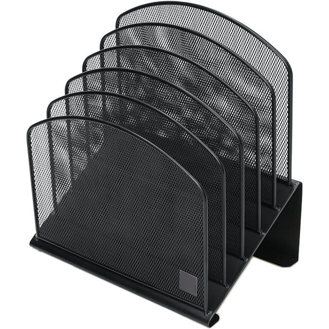 Inclined Desk File Organizer, 5-Section Vertical File Folder Holder ...