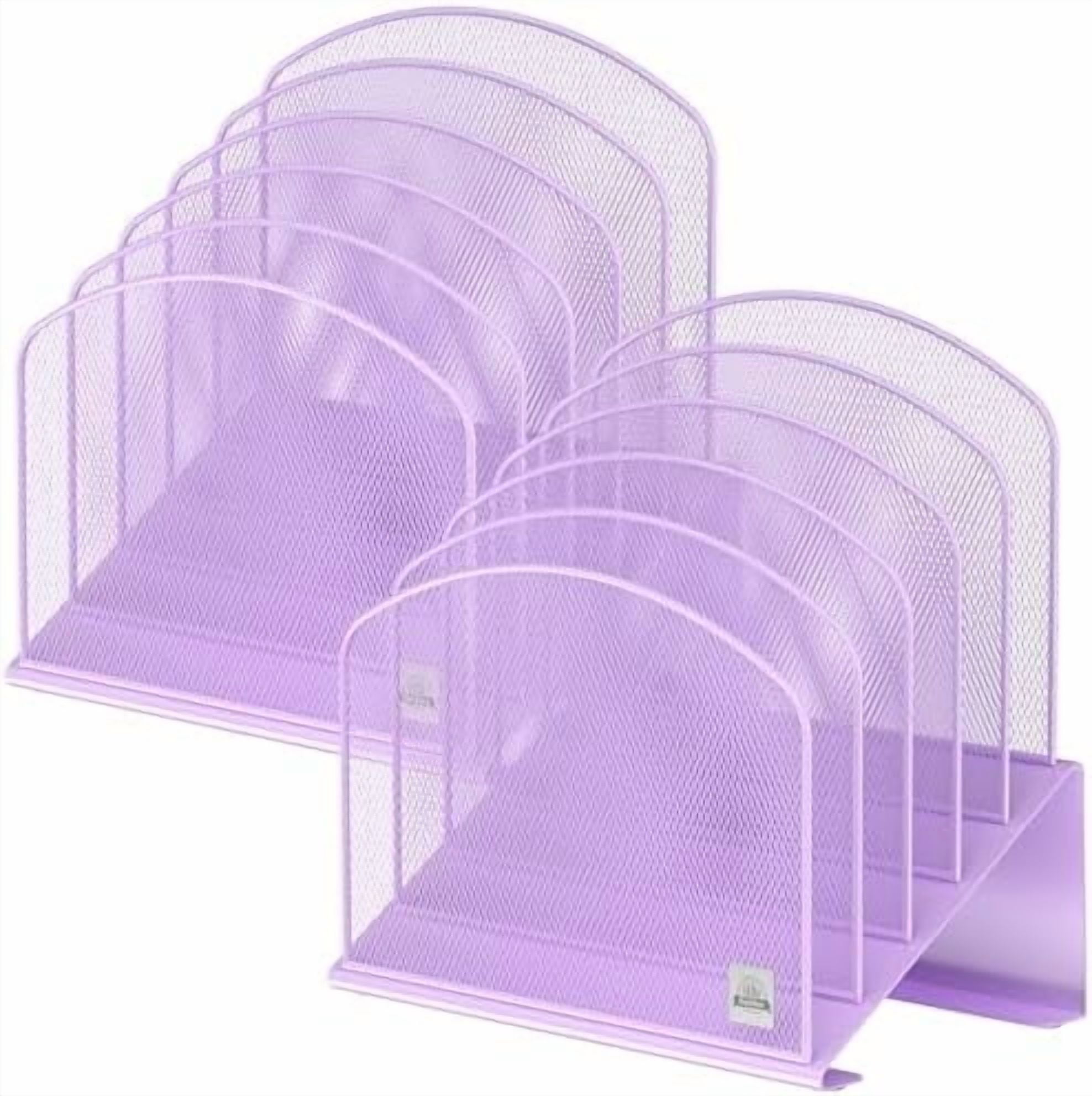 Inclined Desk File Organizer, 5-Section Vertical File Folder Holder ...