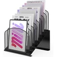 Inclined Desk File Organizer Metal Magazine Folder Holder with 8 ...