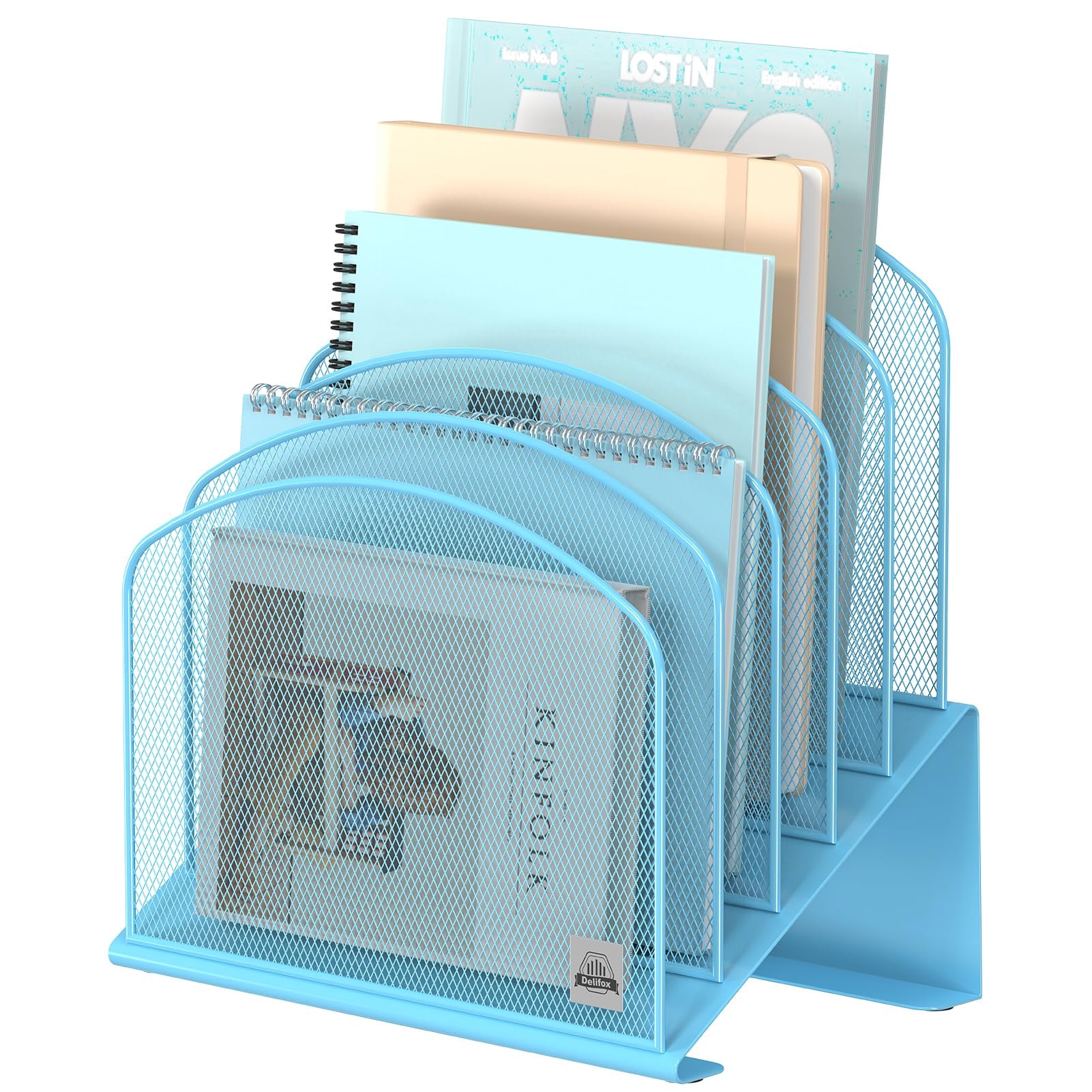 Inclined Desk File Organizer,Vertical File Folder Holder Stand Metal ...