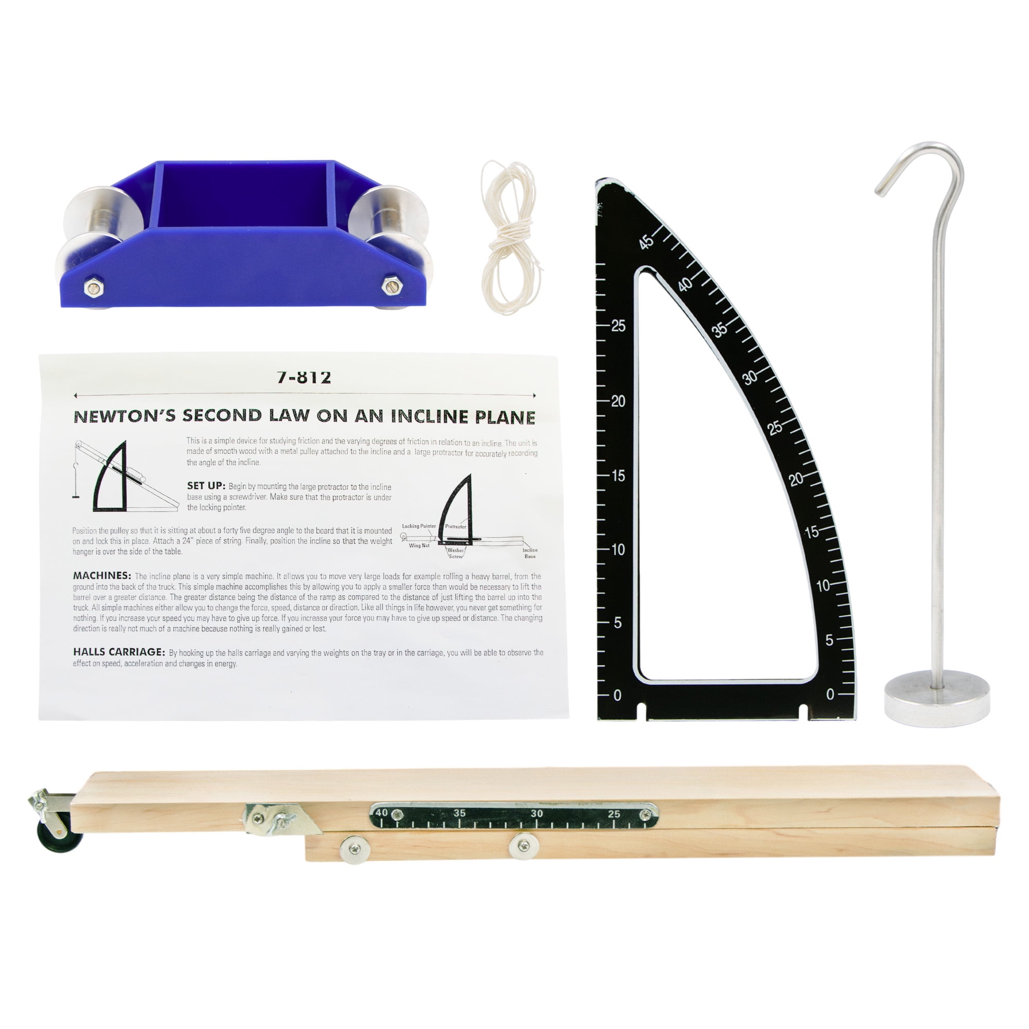 Inclined Plane Set with Pully, Protractor, Hall's Carriage - Walmart.com