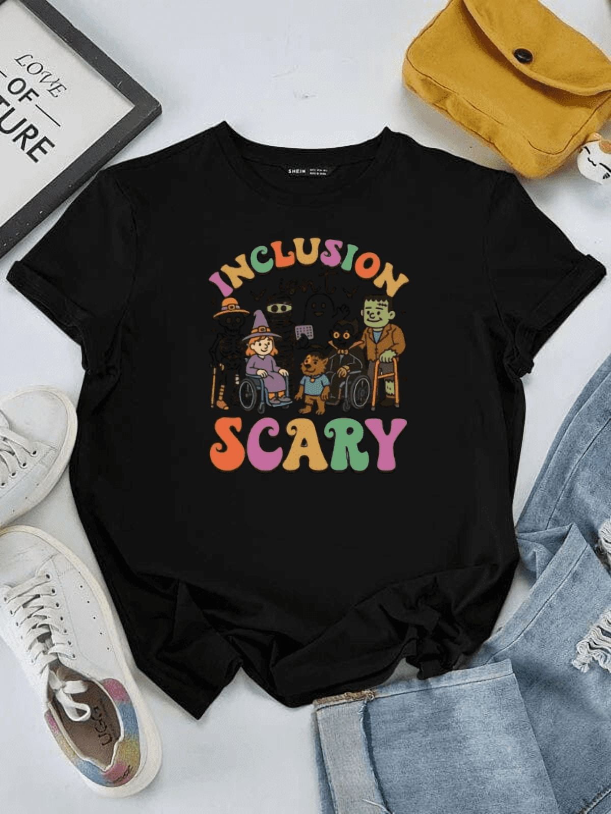 Inclusion Isn't SCARY Quote Message Unisex T-Shirt, for men & women, up ...
