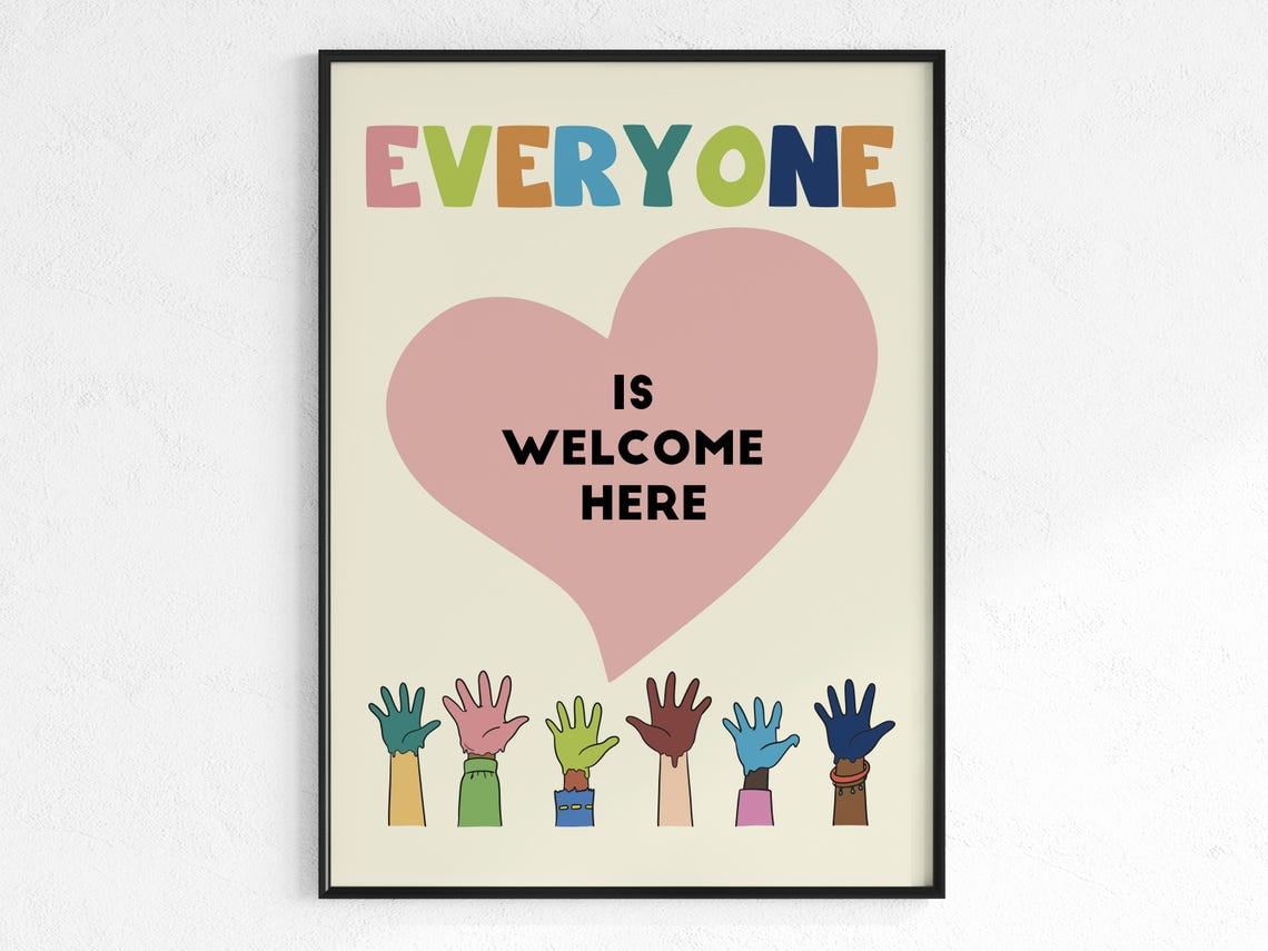 Inclusion Poster Everyone Is Welcome Here, School Print Home Office ...