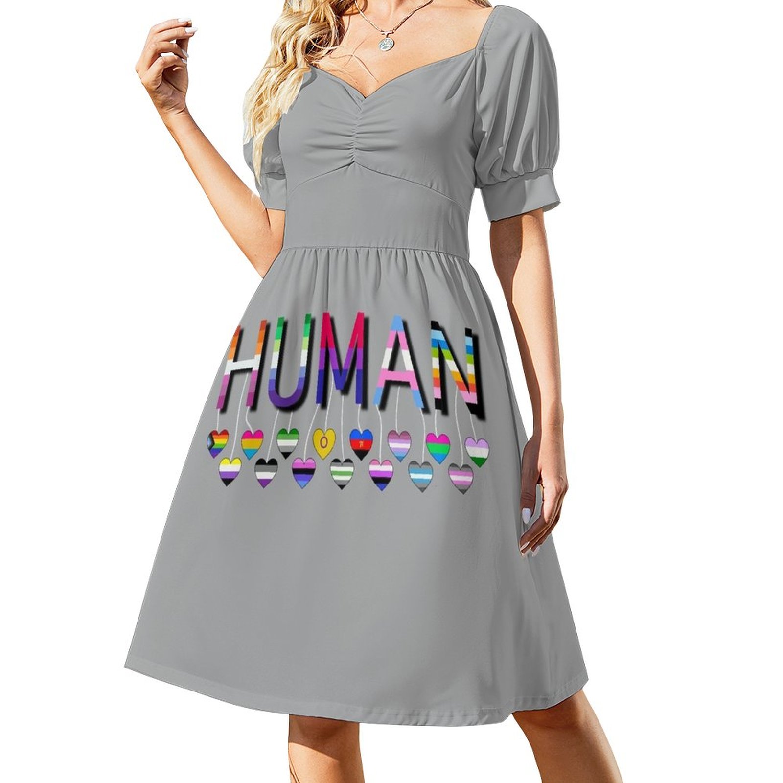 Inclusive HUMAN LGBTQ+ Pride Design Sleeveless Dress evening dress ...