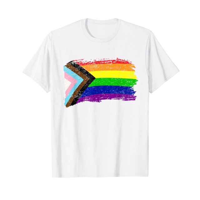 Inclusive Progress Pride Flag Gay Pride LGBTQ Rainbow Flag T-Shirt LGBT ...