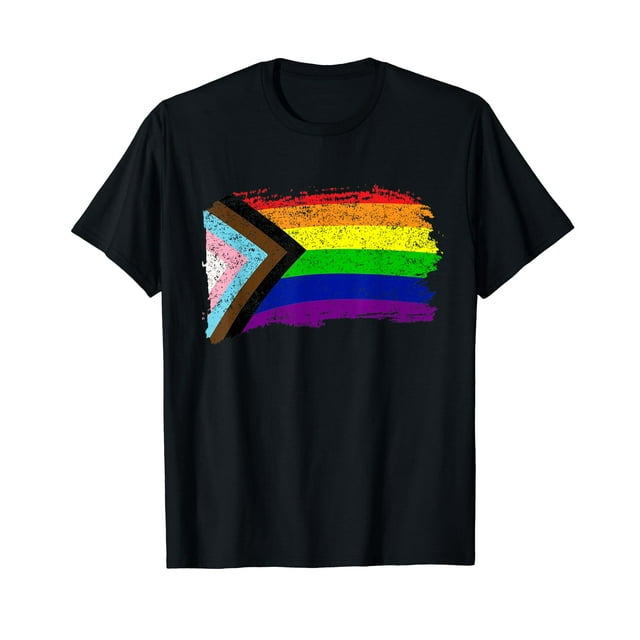 Inclusive Progress Pride Flag Gay Pride LGBTQ Rainbow Flag T-Shirt LGBT Funny Cute Pround LGBT ...