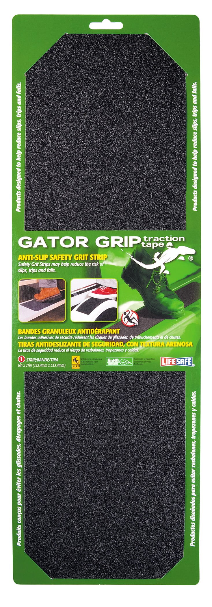 Incom RE629BL 6" X 21" Black Gator Grip® Anti Slip Safety Grit Tape ...
