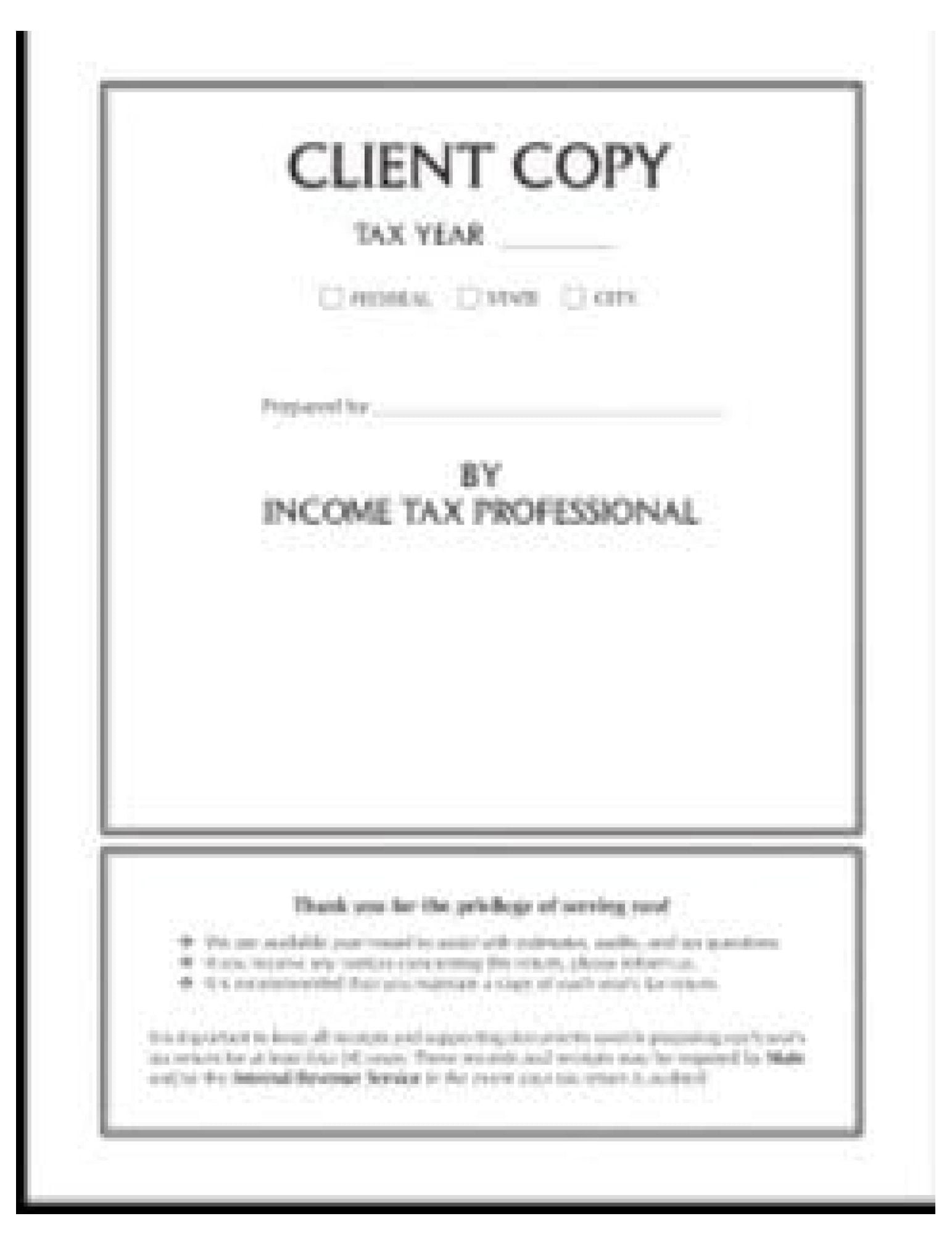 Income Tax Return Folder Client Copy, 50 Count - Walmart.com
