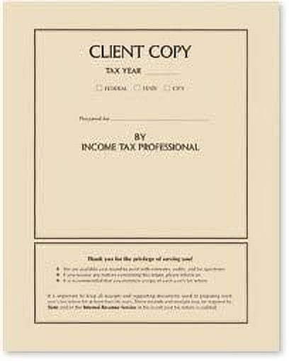 Income Tax Return Folder, Size 9 x 12, Quantity 50 - Walmart.com