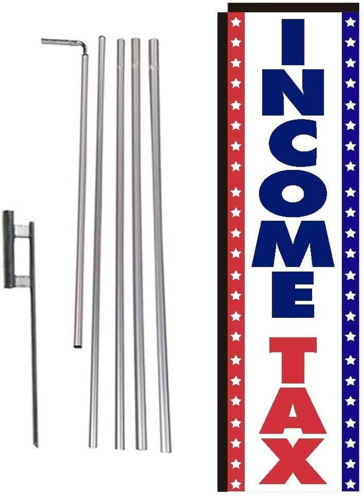 Income Tax Service Rectangle Feather Banner Flag with Pole Kit and ...