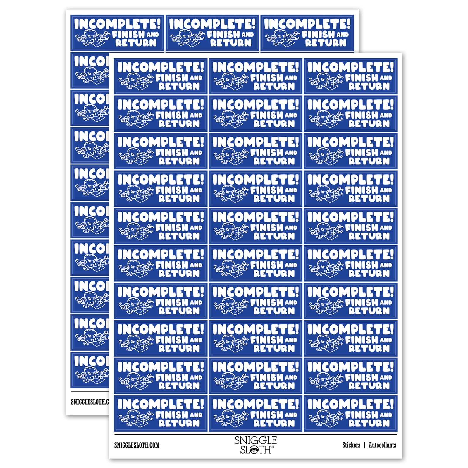 Incomplete! Finish and Return Teacher Student School Sticker Set - Dark ...