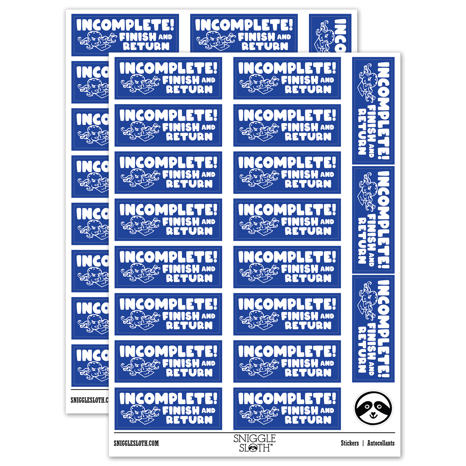 Incomplete! Finish and Return Teacher Student School Sticker Set - Dark ...