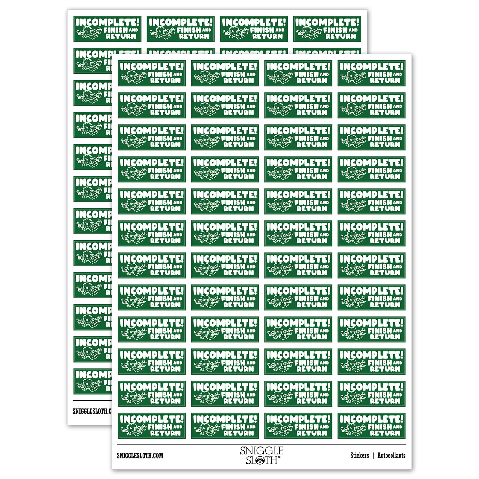 Incomplete! Finish and Return Teacher Student School Sticker Set - Dark ...