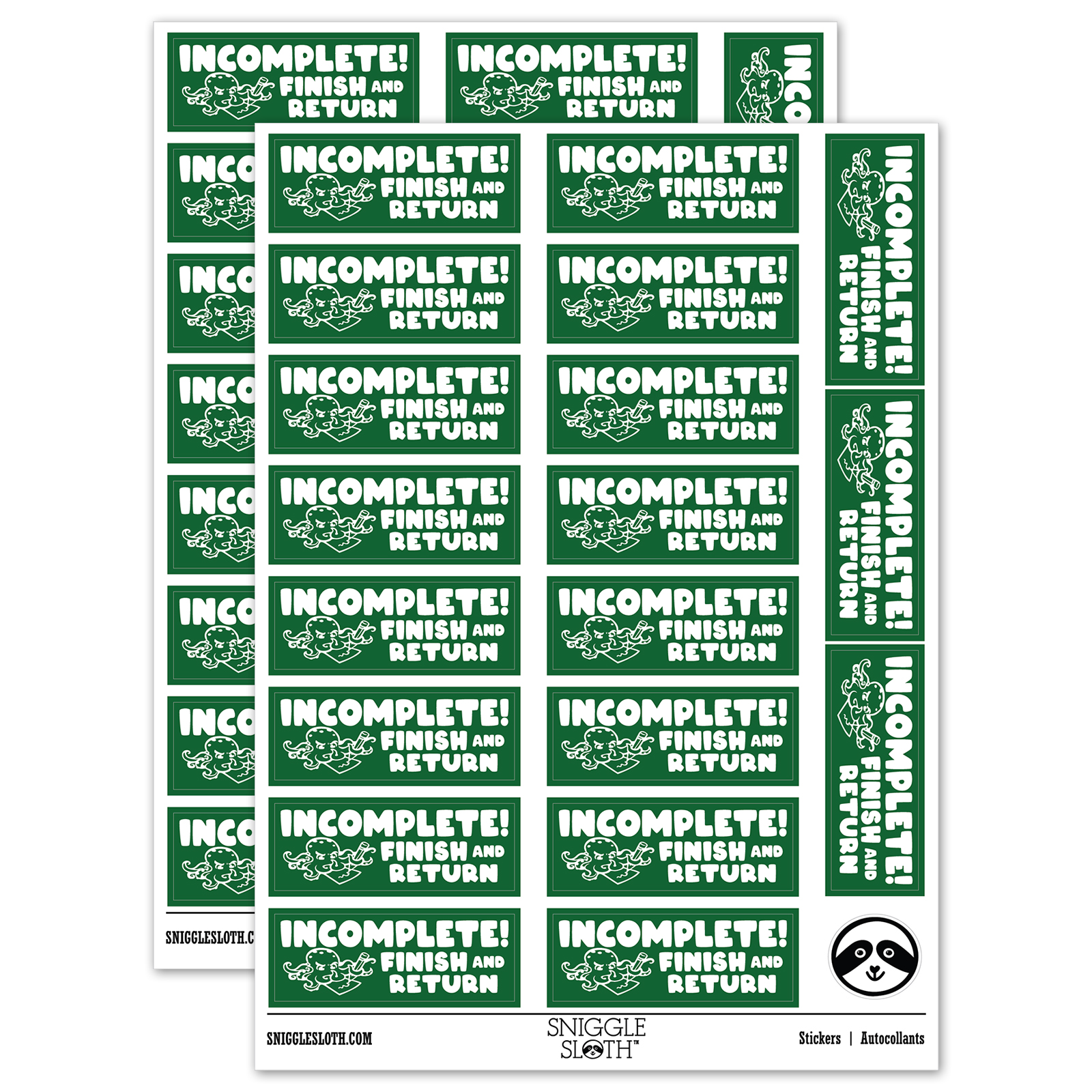 Incomplete! Finish and Return Teacher Student School Sticker Set - Dark ...