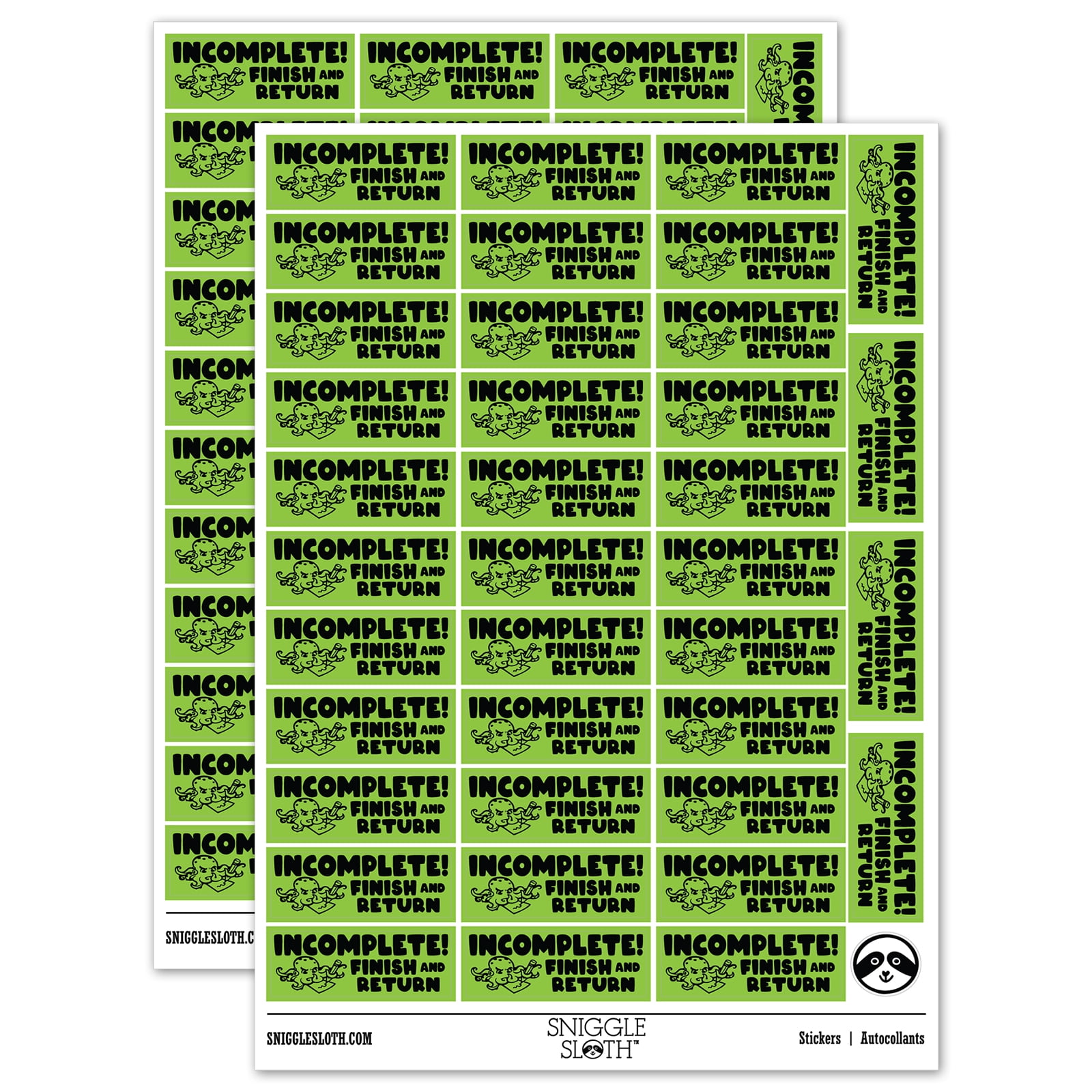 Incomplete! Finish and Return Teacher Student School Sticker Set ...