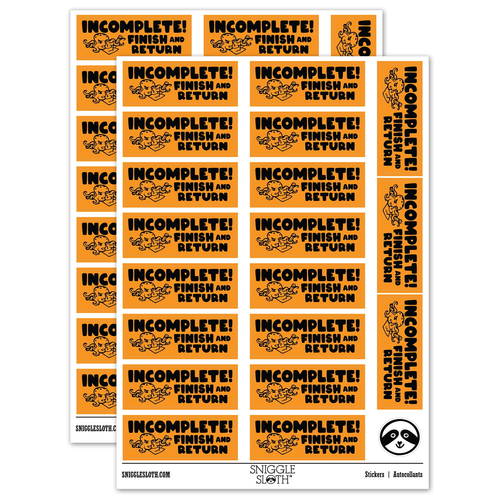 Incomplete! Finish and Return Teacher Student School Sticker Set ...