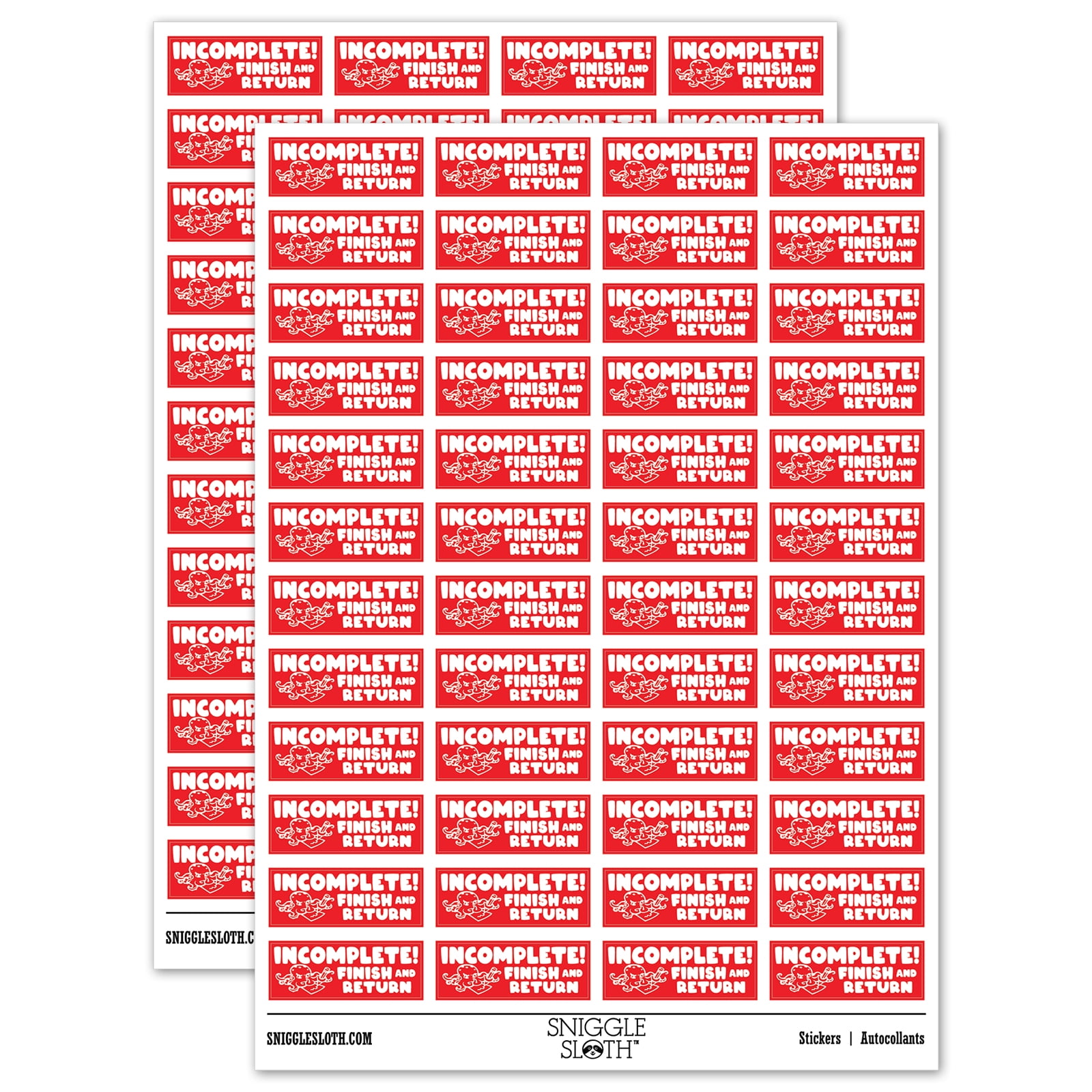 Incomplete! Finish and Return Teacher Student School Sticker Set - Red ...