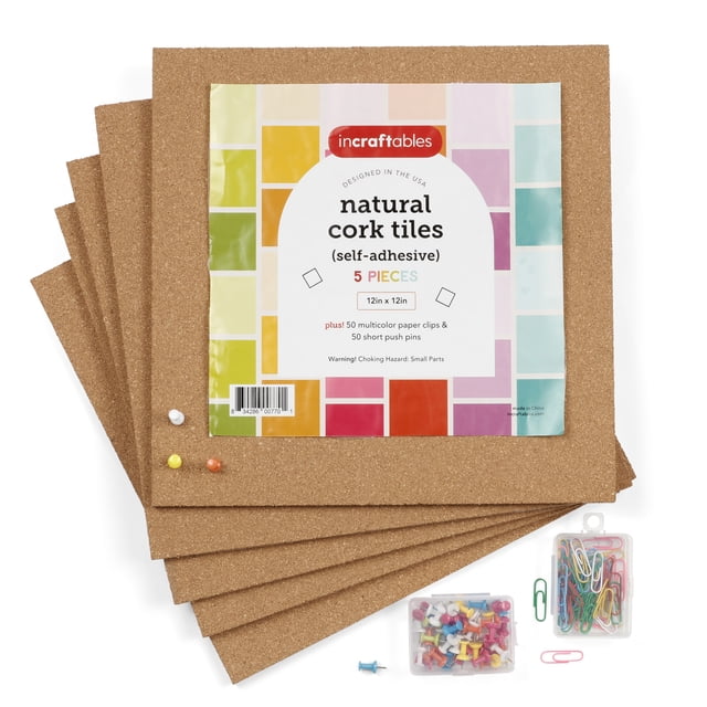"Incraftables Large Square Adhesive Cork Board Tiles (5pcs), Thick ...
