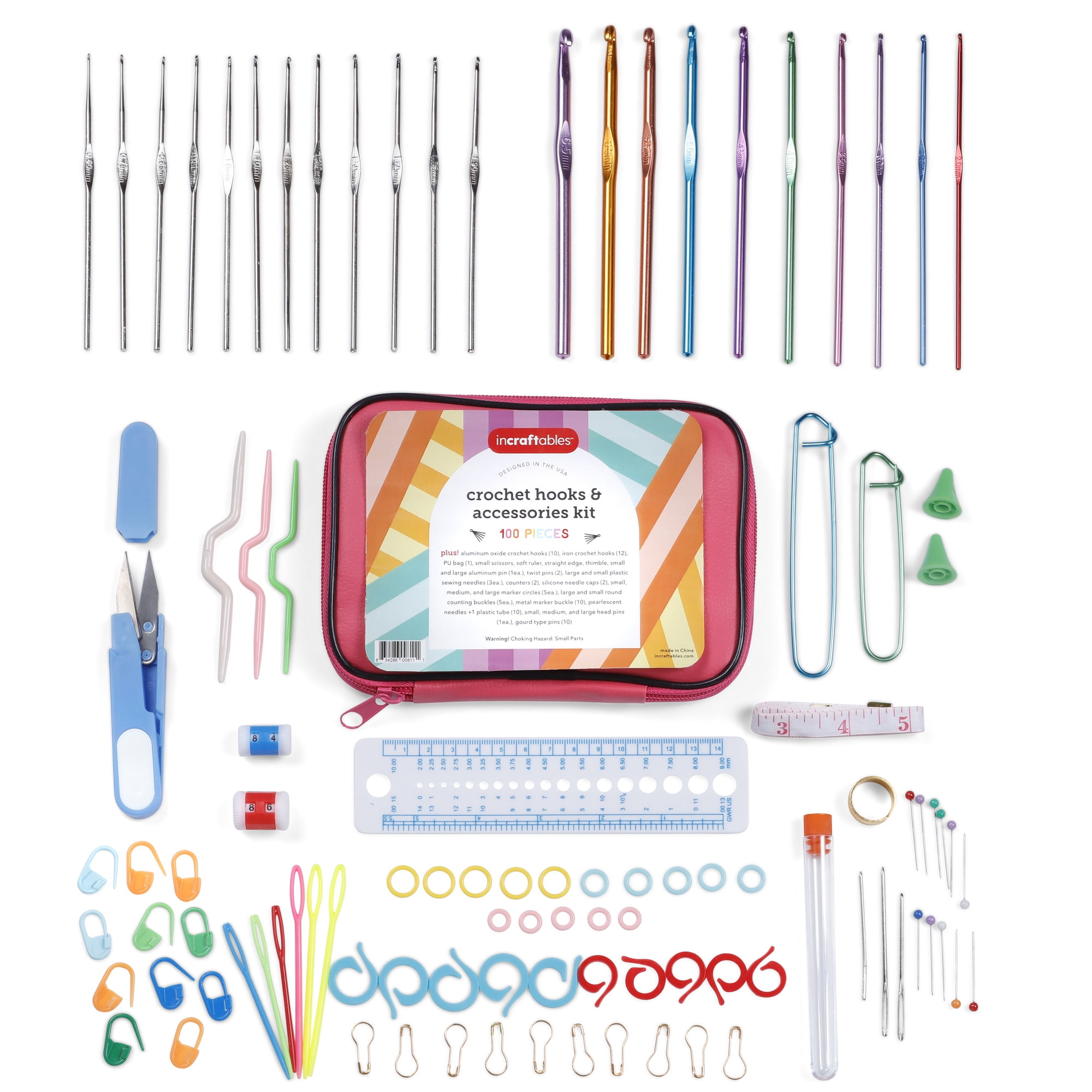 Incraftables Small, Medium, Large Crochet Hook Set with Metal & Plastic ...