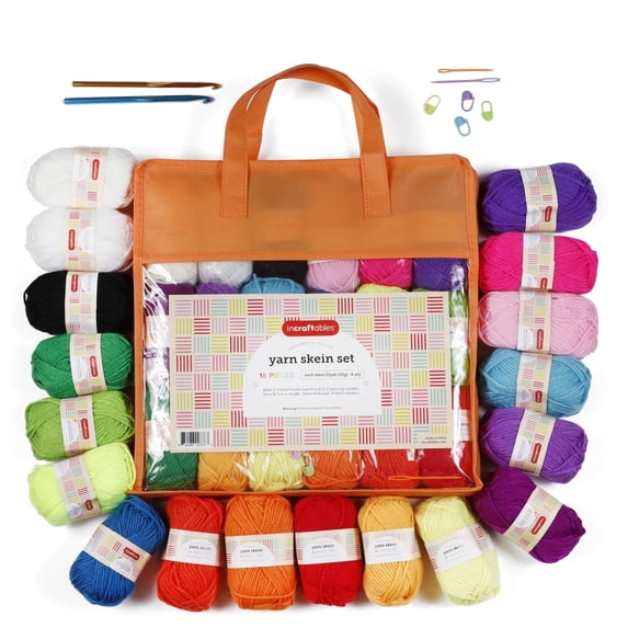 Incraftables Acrylic Yarn Set - 18 Skeins, Knitting Tools, Hooks ...
