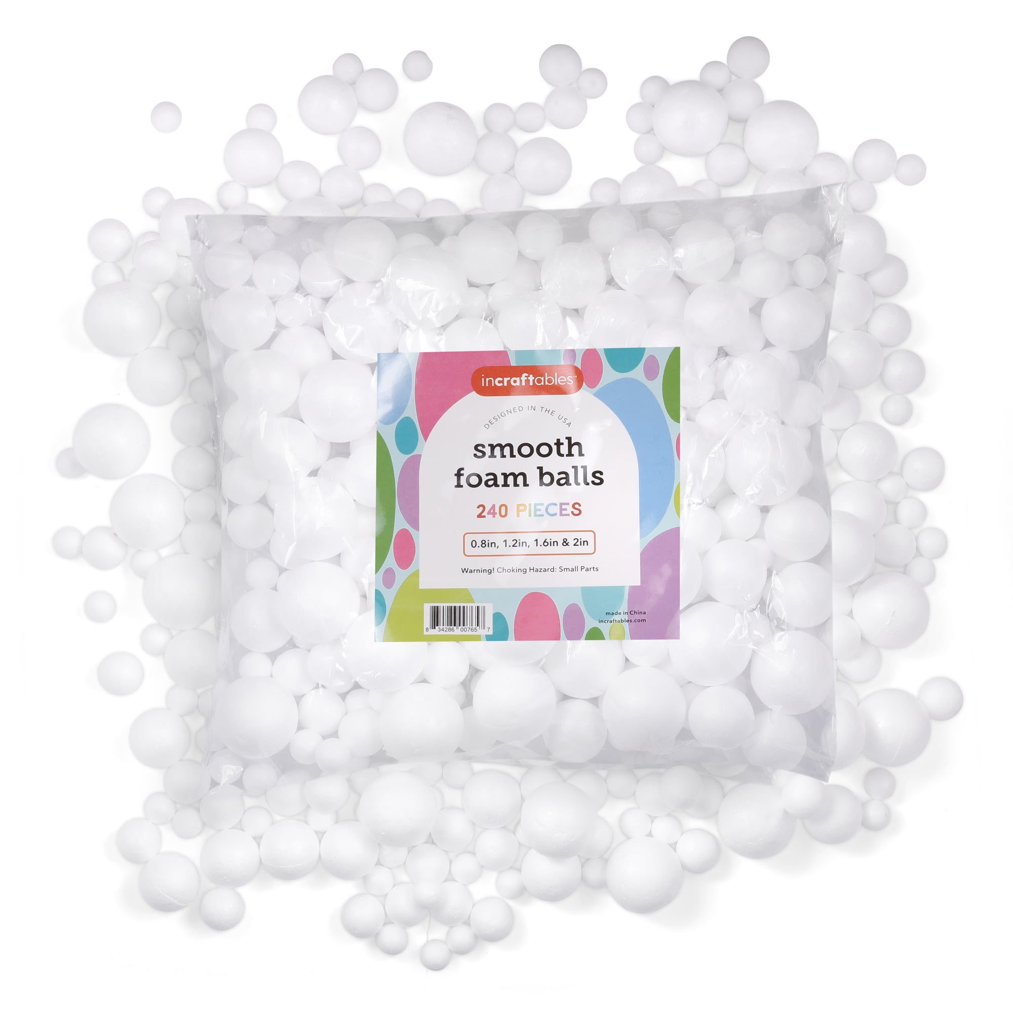 Incraftables 240pcs Smooth Round Foam Balls for Arts & Crafts in Large ...