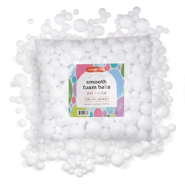 Incraftables 240pcs Smooth Round Foam Balls for Arts & Crafts in Large ...