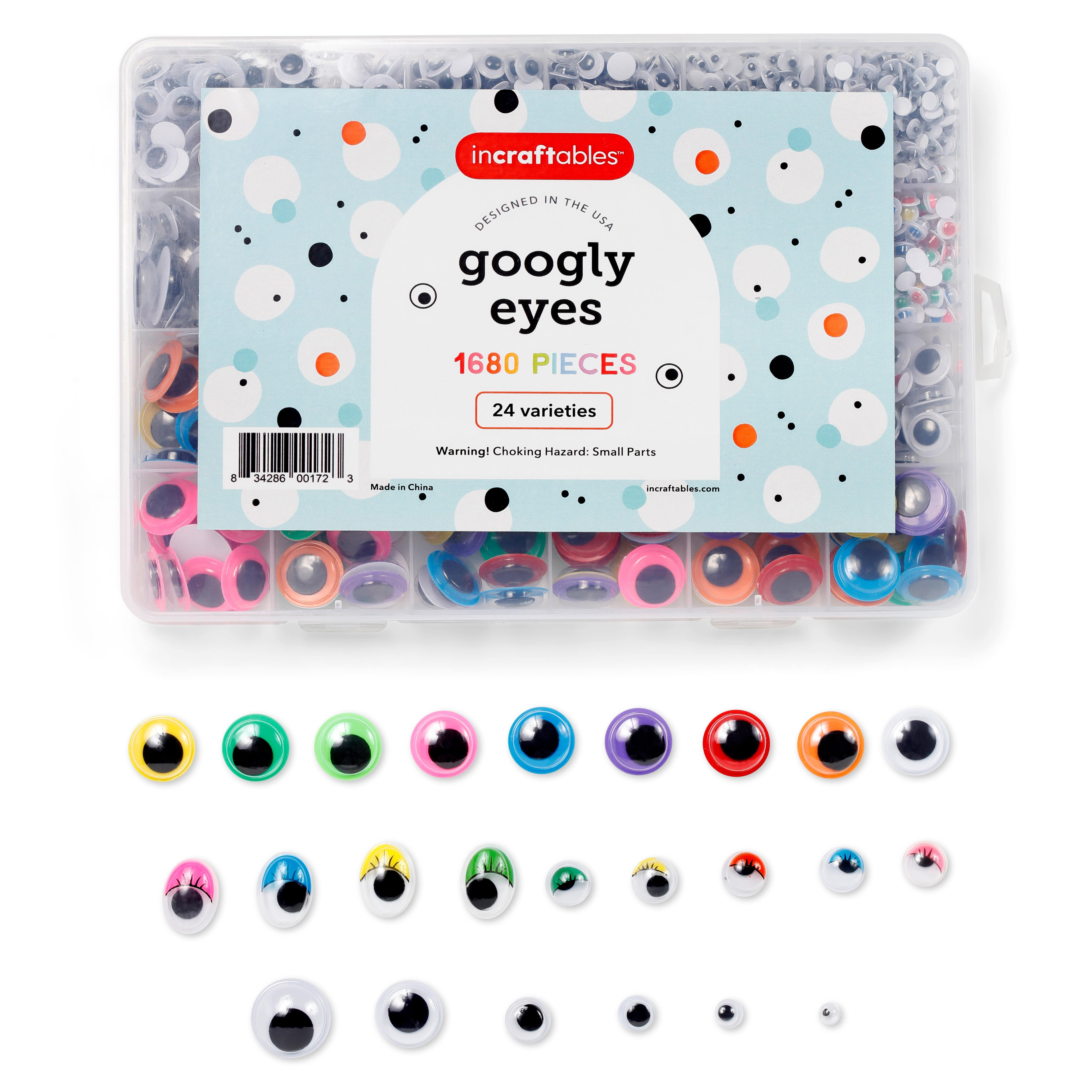 Incraftables Googly Eyes Set 1860pcs Assorted Sticky Wiggle Eye Self