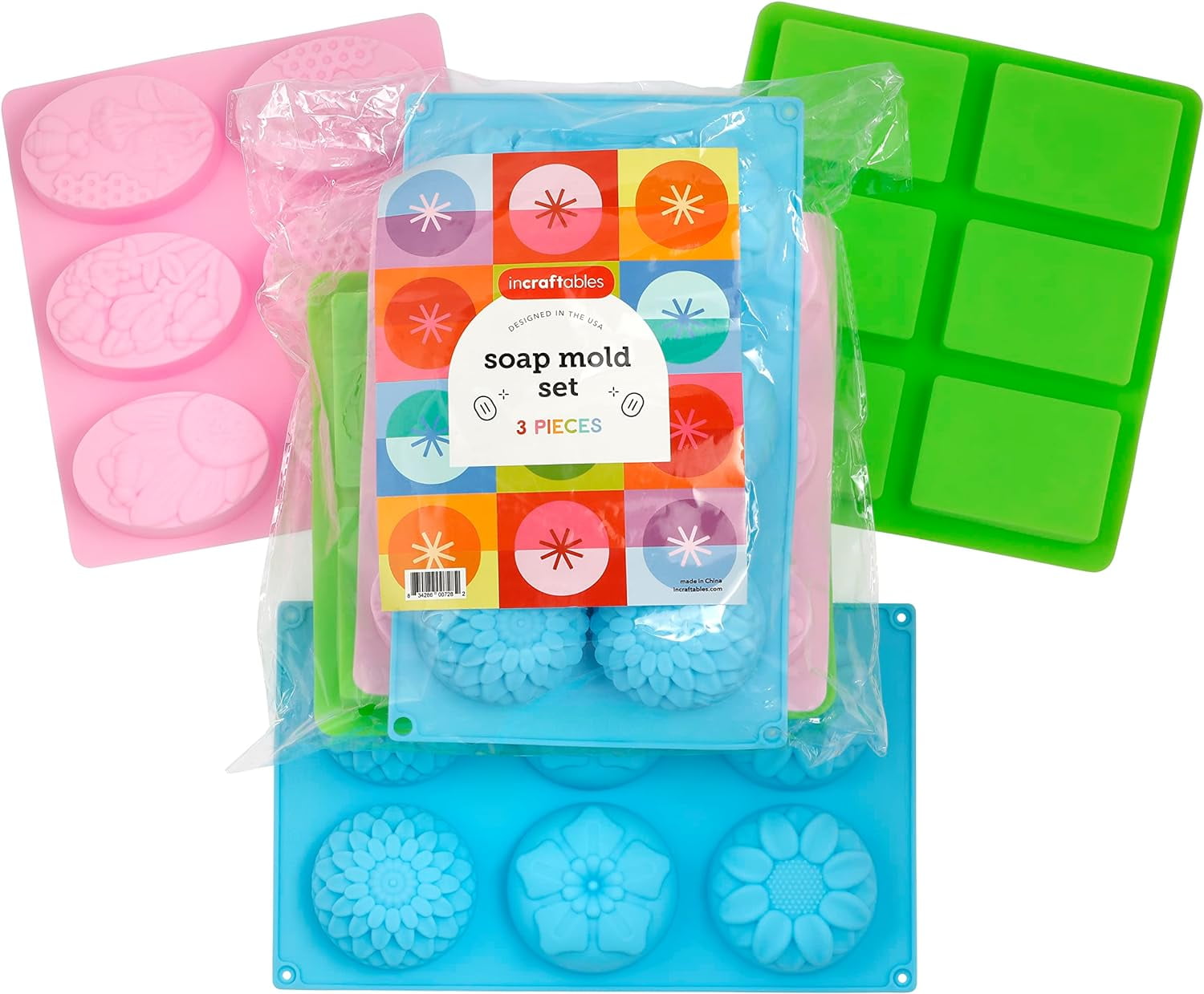 Incraftables High-Quality Silicone Soap Molds Set for DIY Bars, Bath ...