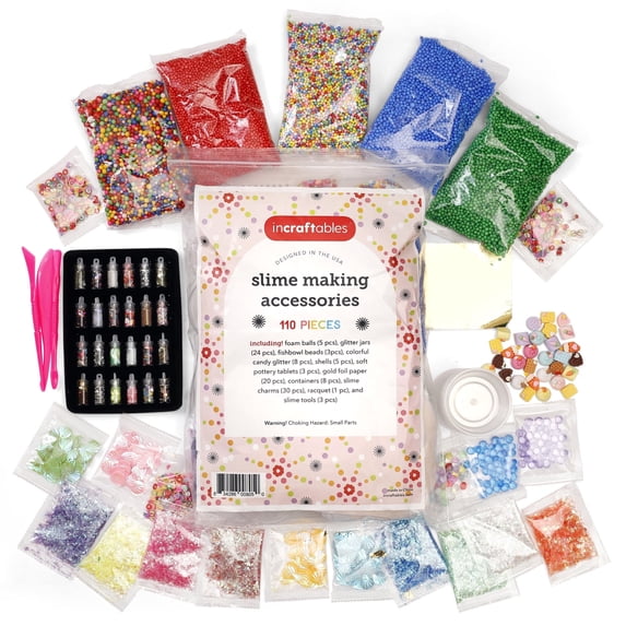 Incraftables, Slime Accessory Kit, 110-Piece, Complete Slime Supplies ...