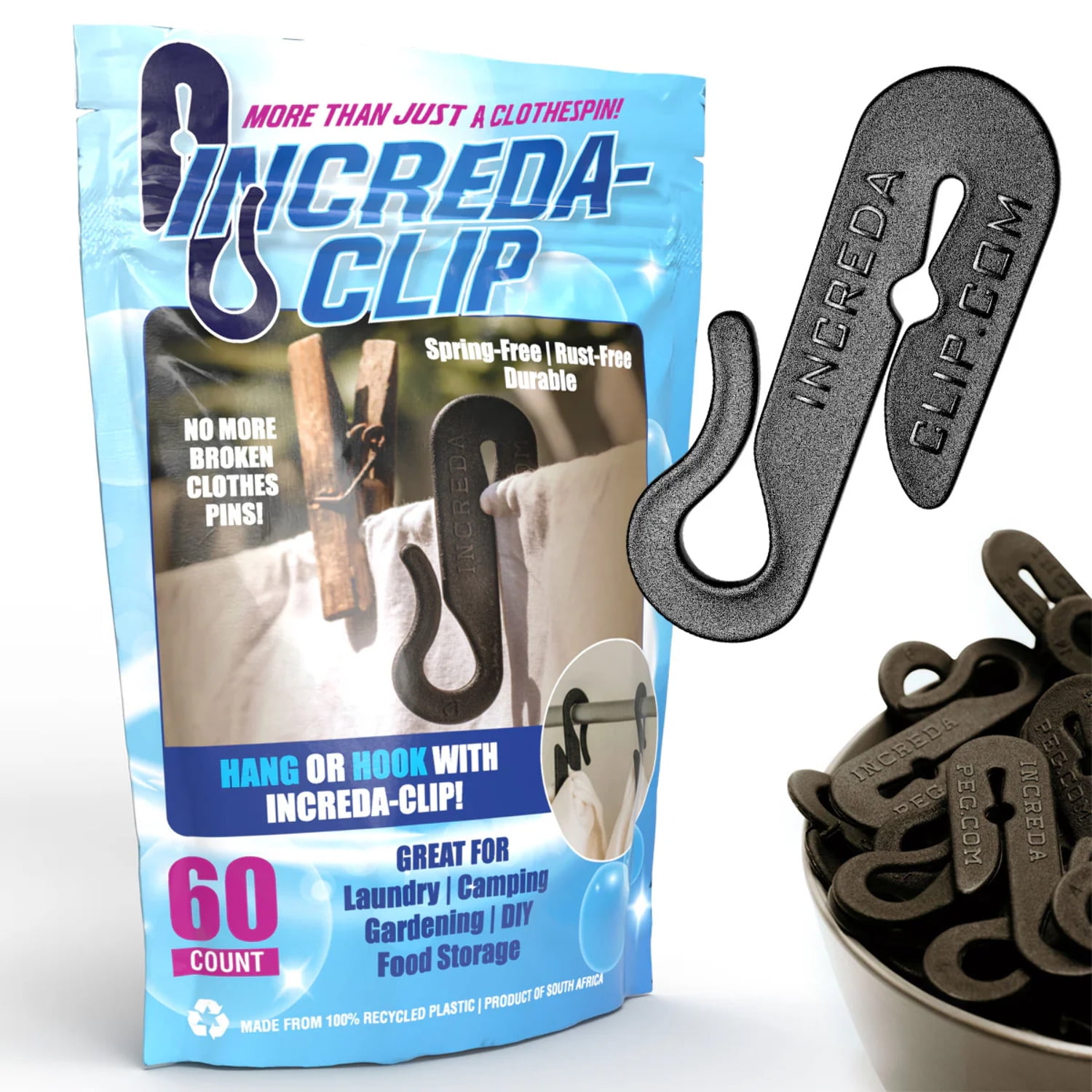 Increda-Clip Plastic Clothes Pins & Mini Clips in Black for Laundry ...