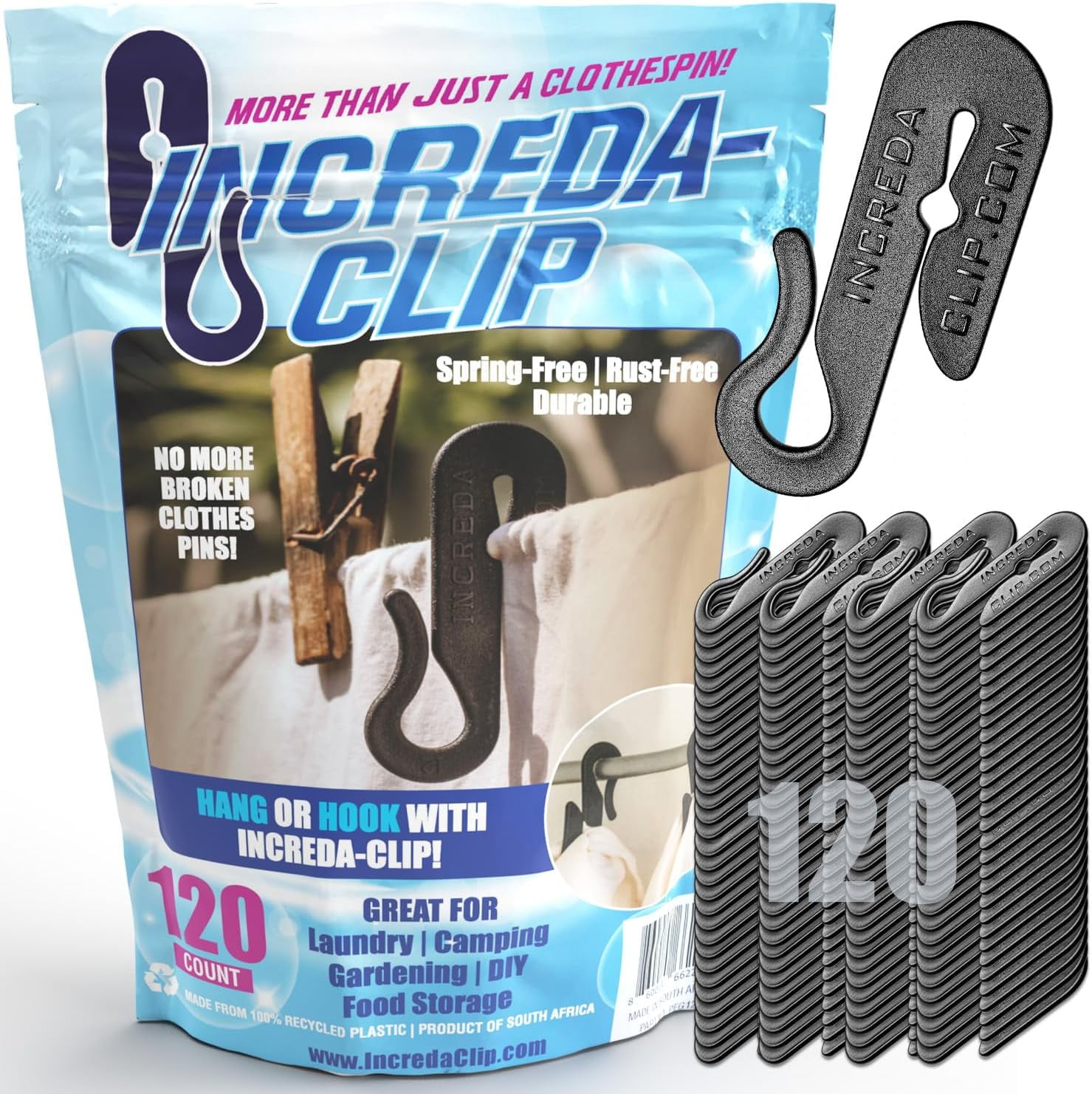 Increda-clip Plastic Clothes Pins & Mini Clips in Black for Laundry ...