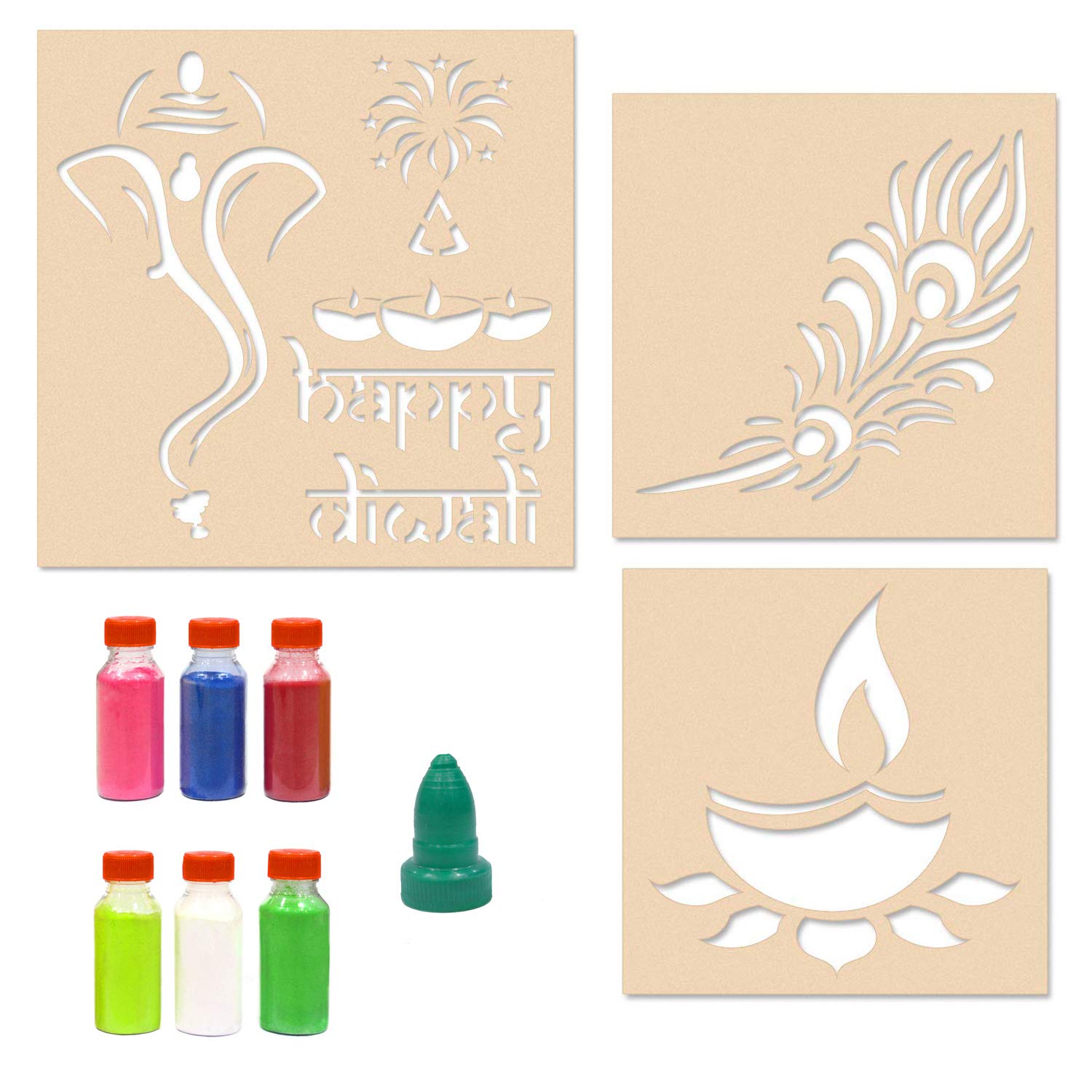 Incredible Gifts India Feather With Ganpati Rangoli Stencils Set With ...