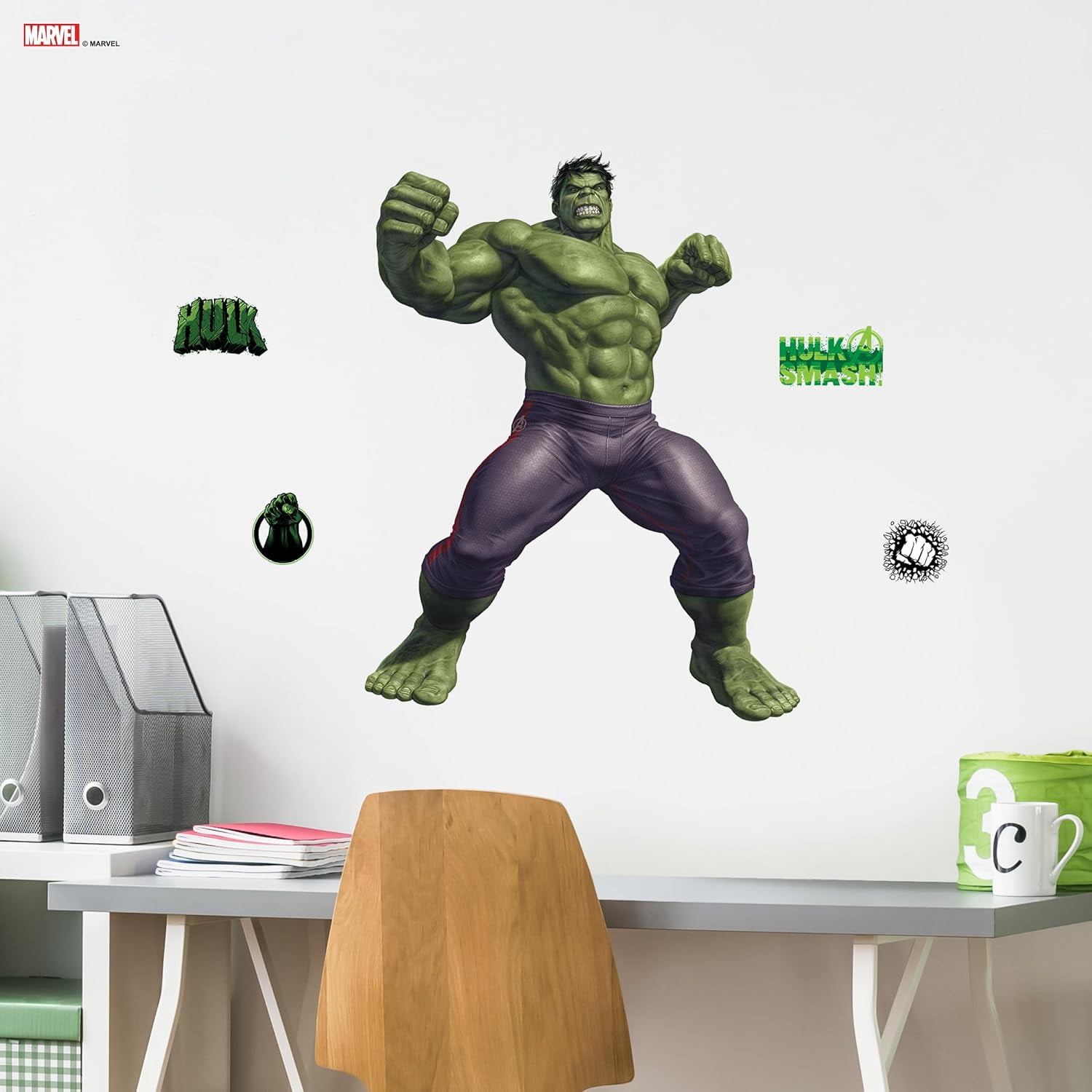 Incredible Hulk Decals - 25" Augmented Reality Hulk Bedroom Peel Stick ...