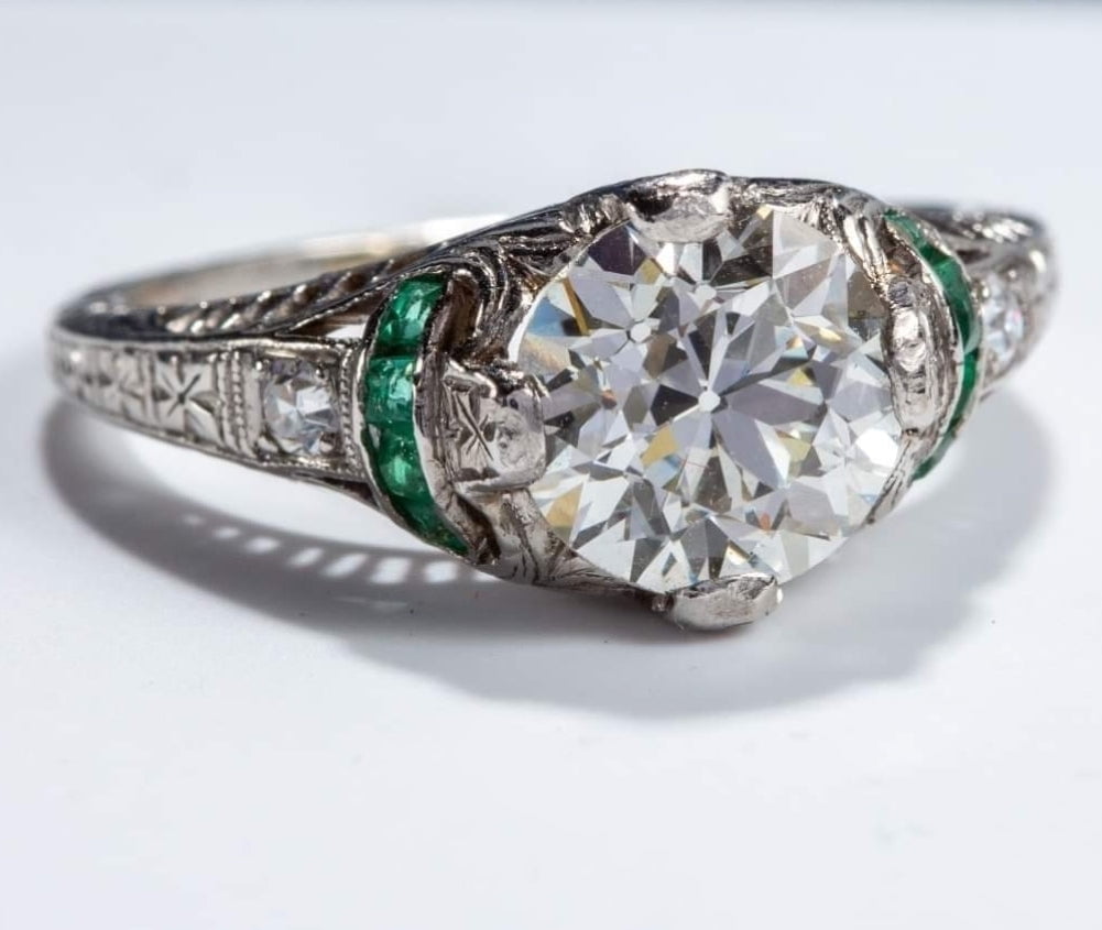 Incredible Platinum Ring with Glistening 1.41ct Old Euro GIA K/VS1 ...