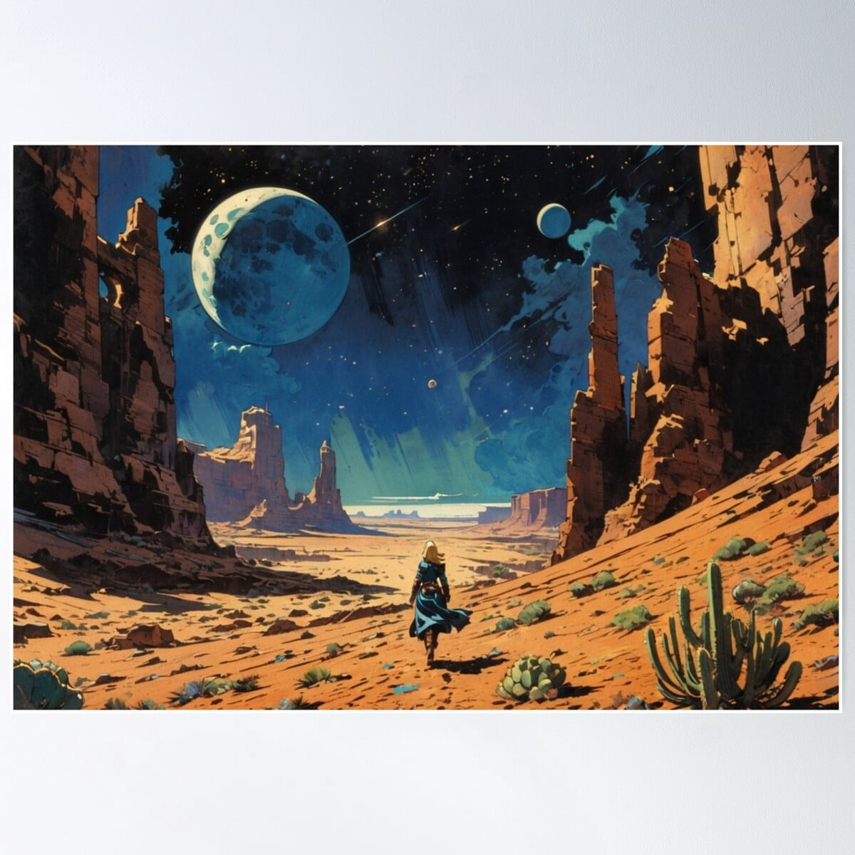 Incredible Retro Space Cowgirl Landscape Poster, 12x18 UNFRAMED ...