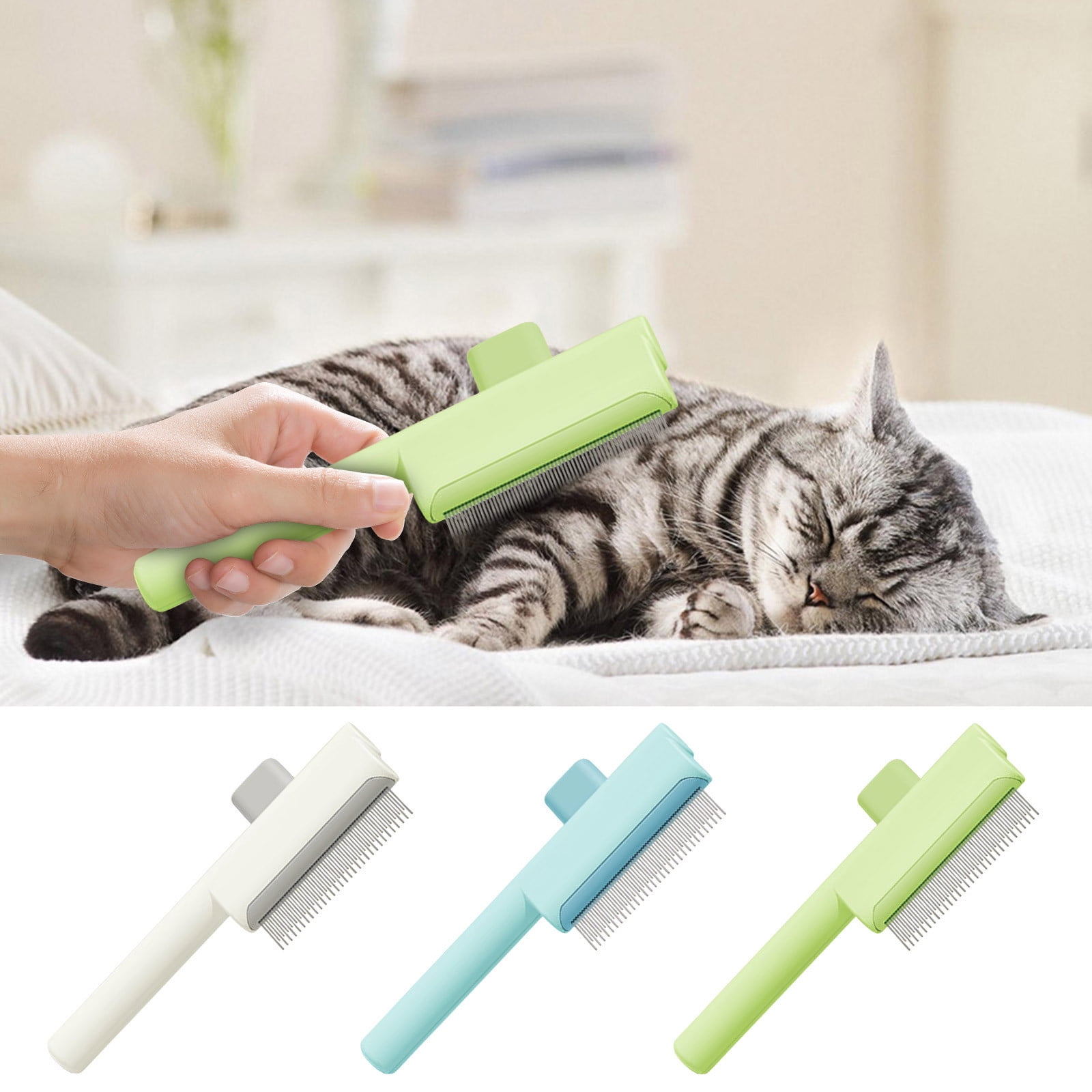 Incredible Savings, Detangling Pet Comb, Dense Tooth Design, One-button ...