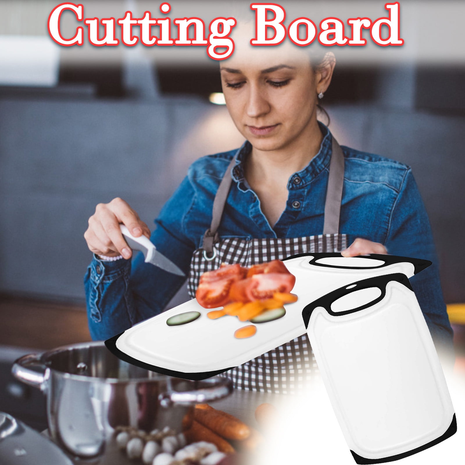 Incredible Savings, Non-Slip Cutting Board - 3-Piece Rubber Base Set - Plastic Chopping Boards ...