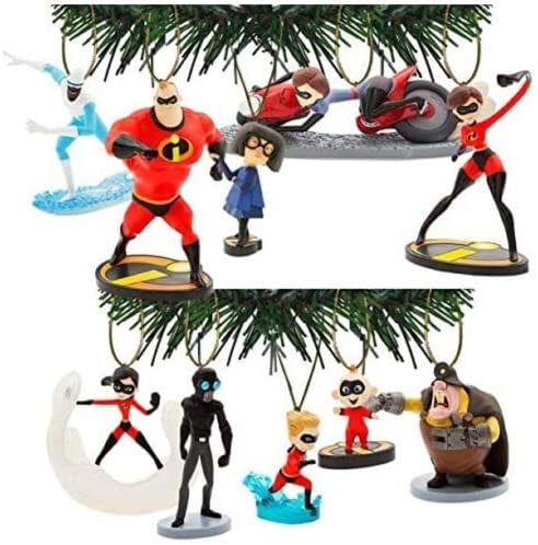 Incredibles 10pc PVC Ornament Set Elastigirl Underminer Violet Jack ...