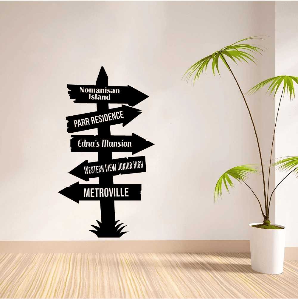 The Incredibles Metroville Pathway Signage Cartoon Wall Sticker Art ...