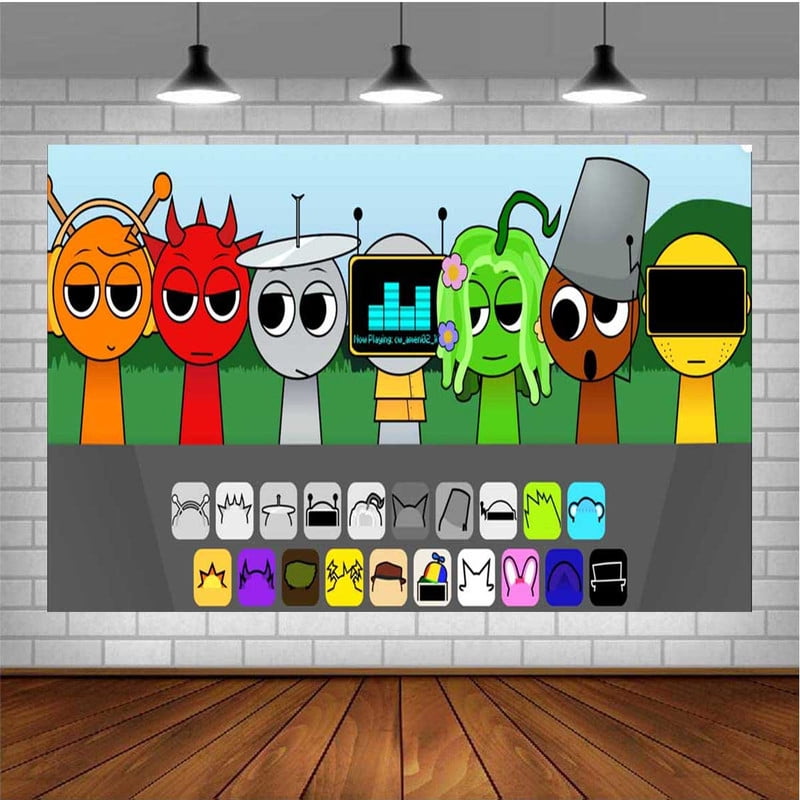 Incredibox Sprunki Backdrop Wall Decor Birthday Banner Backdrop ...