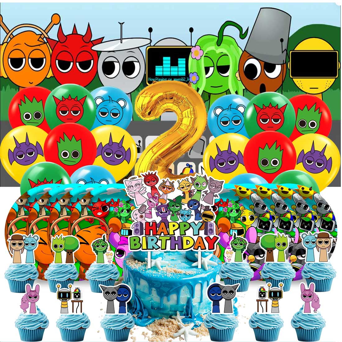 Incredibox Sprunki Balloons Party Supplies 2nd Decor Tableware Birthday ...