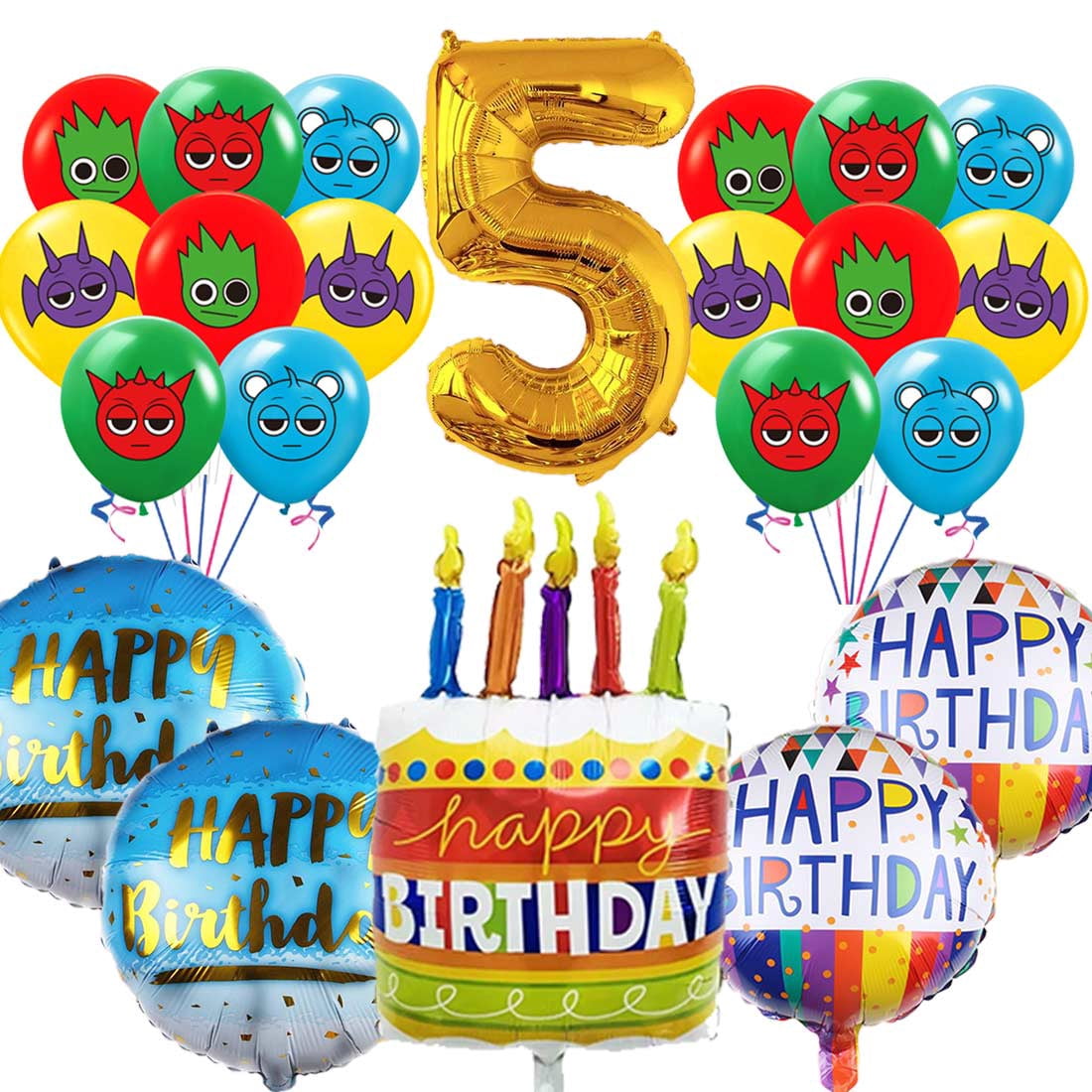 Incredibox Sprunki Balloons Party Supplies 5th Big Number Decorations ...