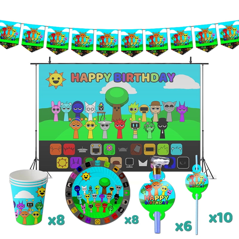 Incredibox Sprunki Birthday Party Decorations Game Theme Supplys Banner ...