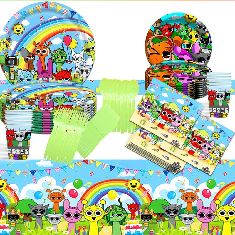 Incredibox Sprunki Party Tableware Set Plates Cup Kit Birthday Supplies ...