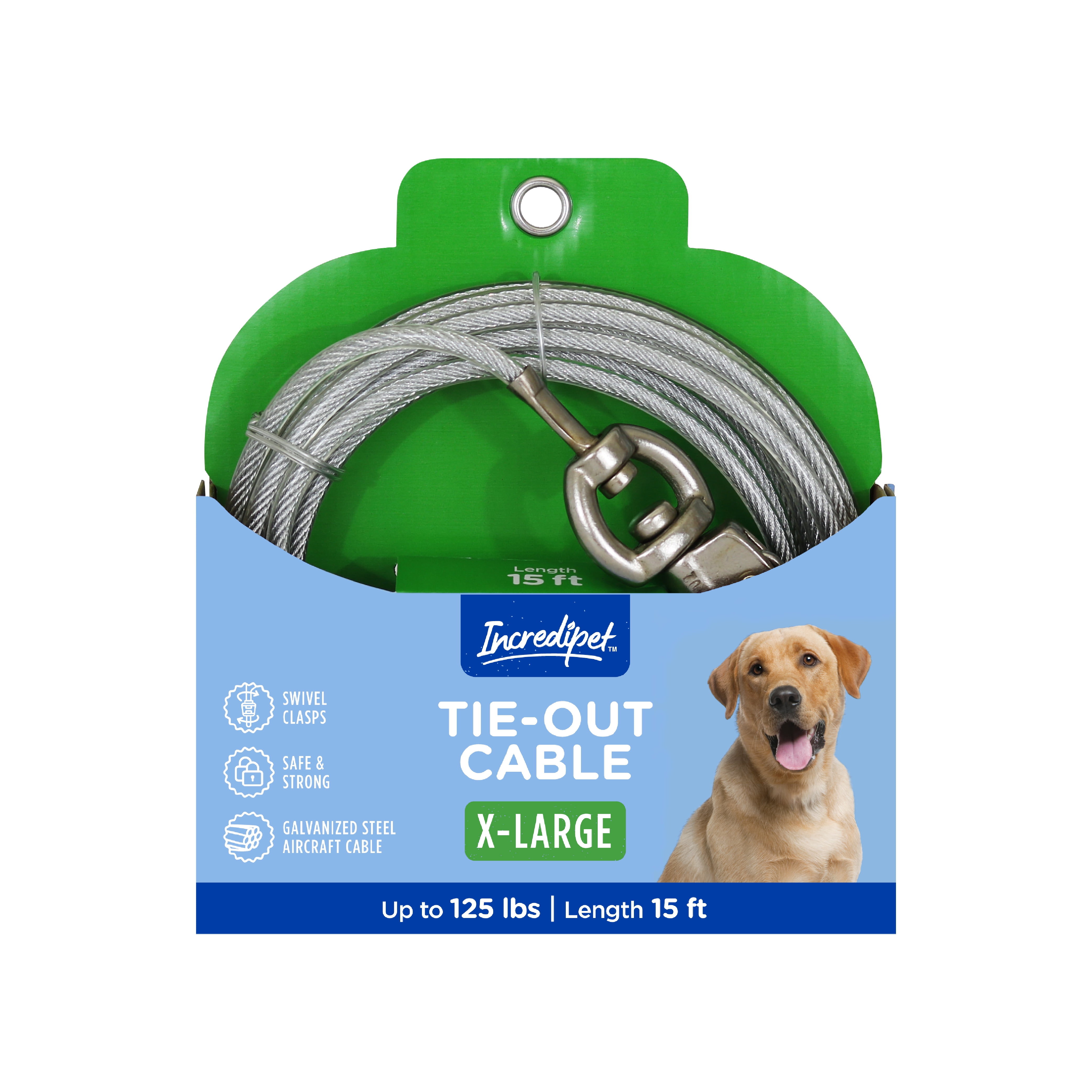 Incredipet 15 ft. Tie Out Cable for Extra Large Dogs - Walmart.com