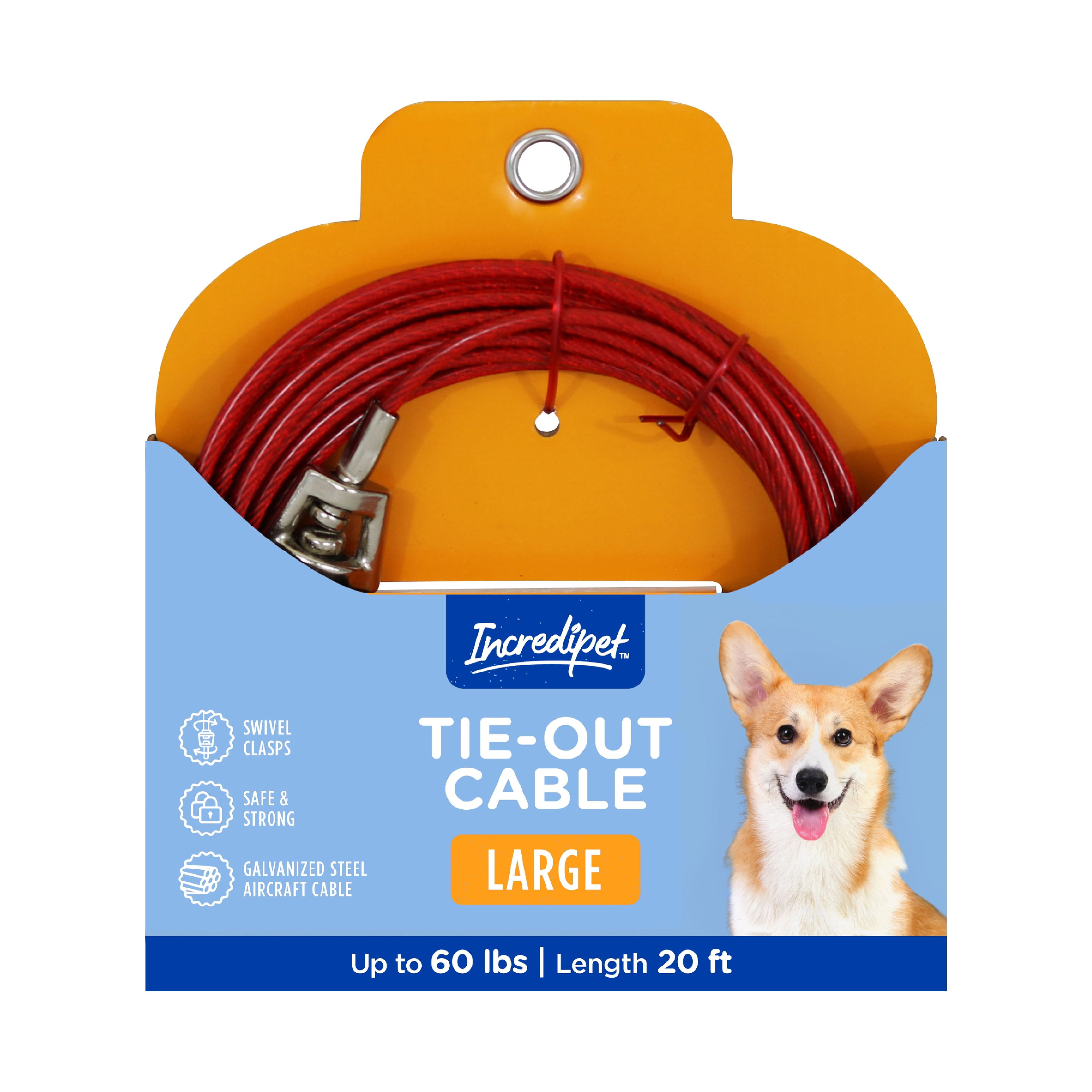 Incredipet 20 ft. Tie Out Cable for Large Dogs - Walmart.com