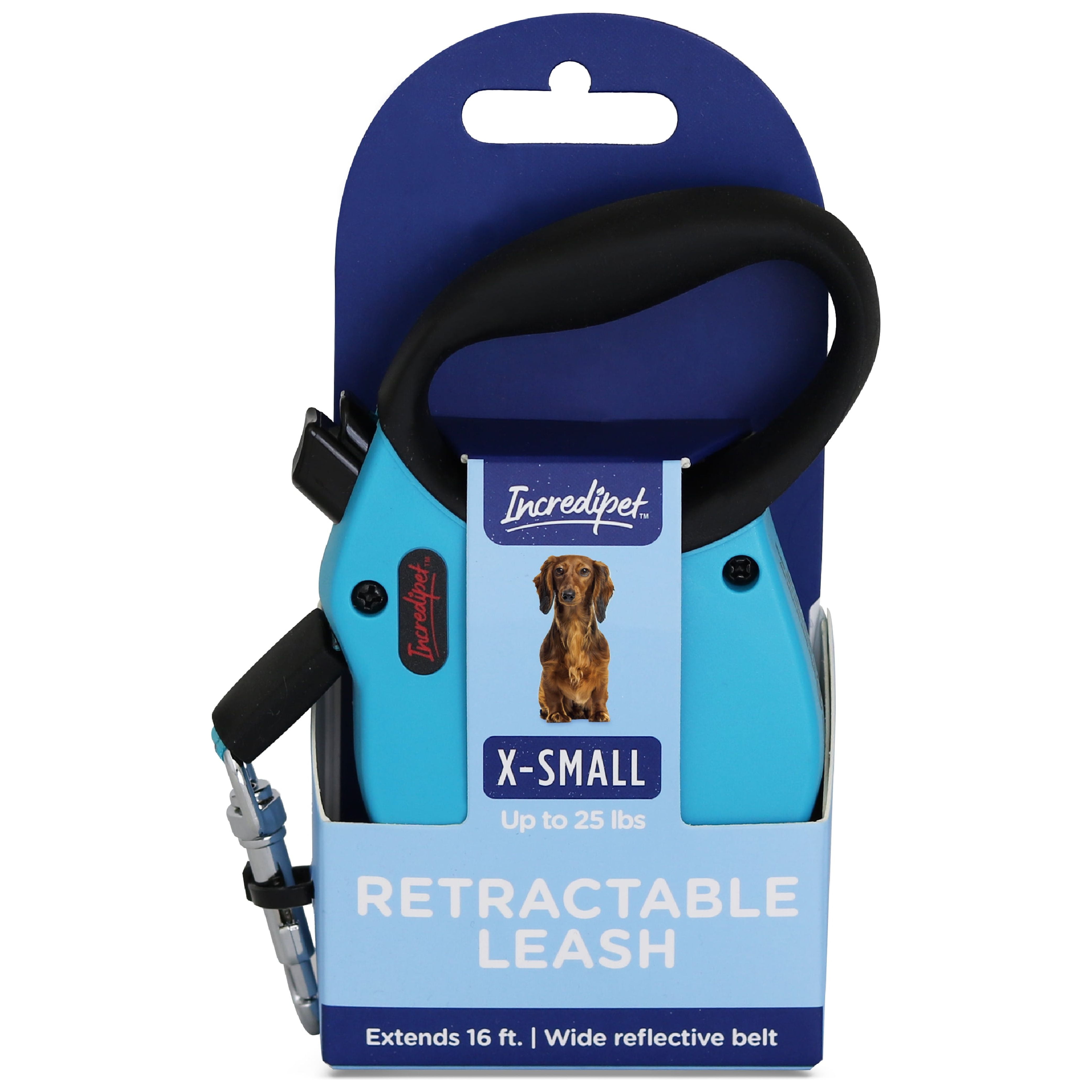 Incredipet Reflective Retractable Blue Leash for Extra Small Dogs ...